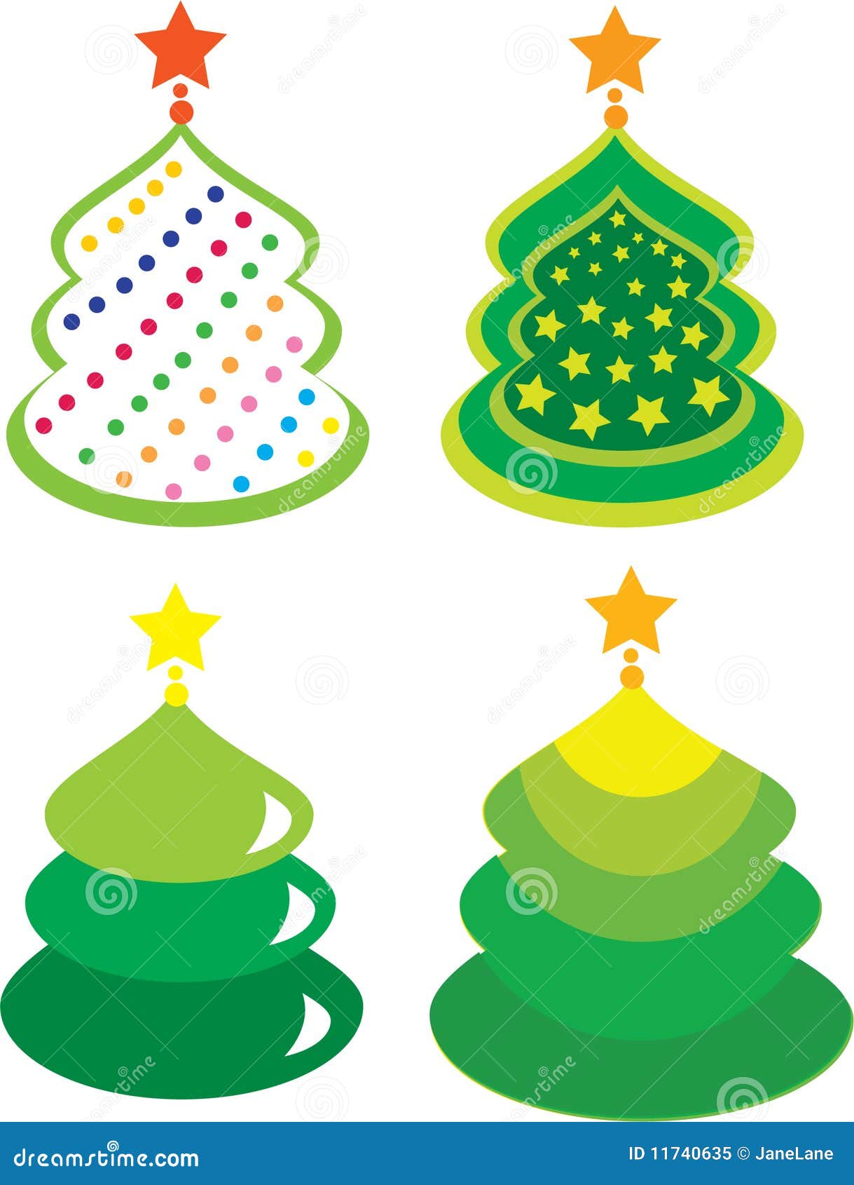Christmas Trees. Elements for Design Stock Illustration - Illustration ...