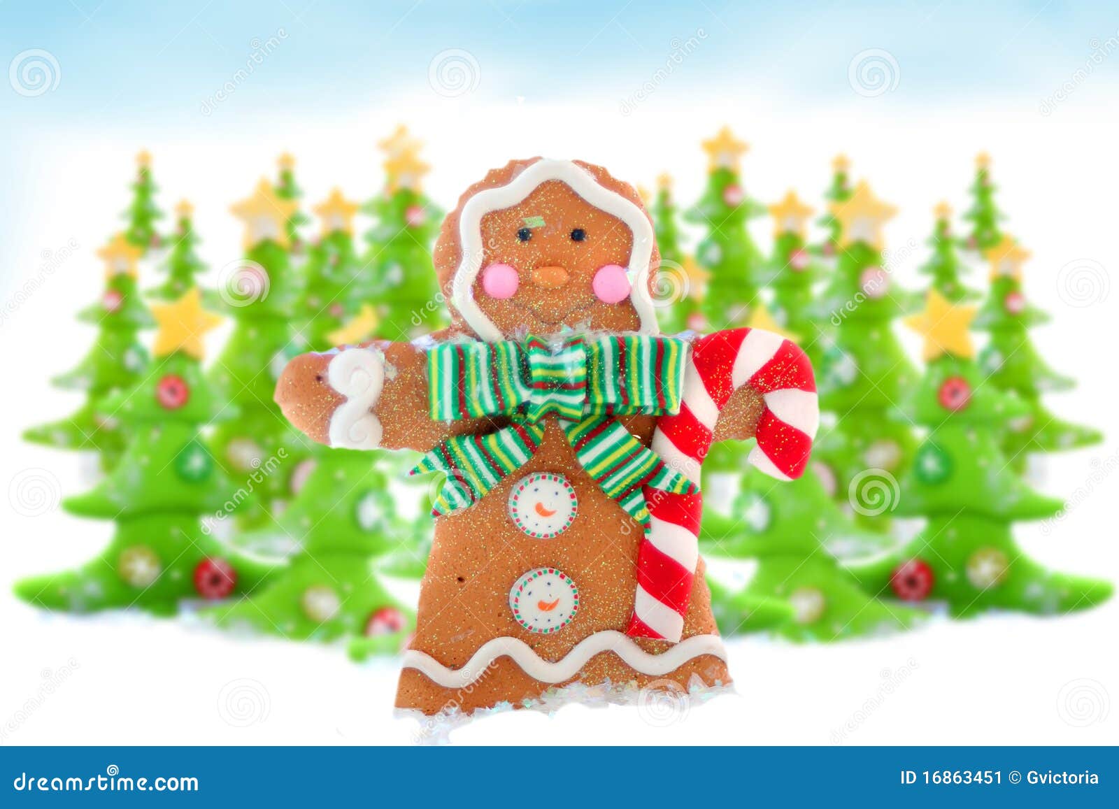 Christmas Trees and Gingerbread Man Stock Illustration - Illustration ...