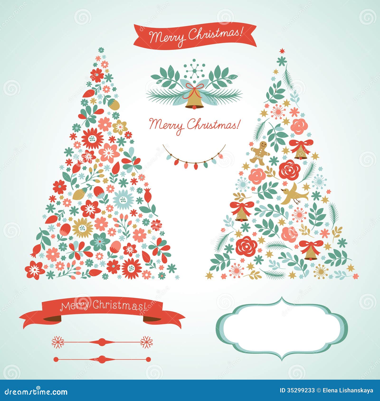 Christmas Trees and Graphic Elements Stock Vector - Illustration of ...
