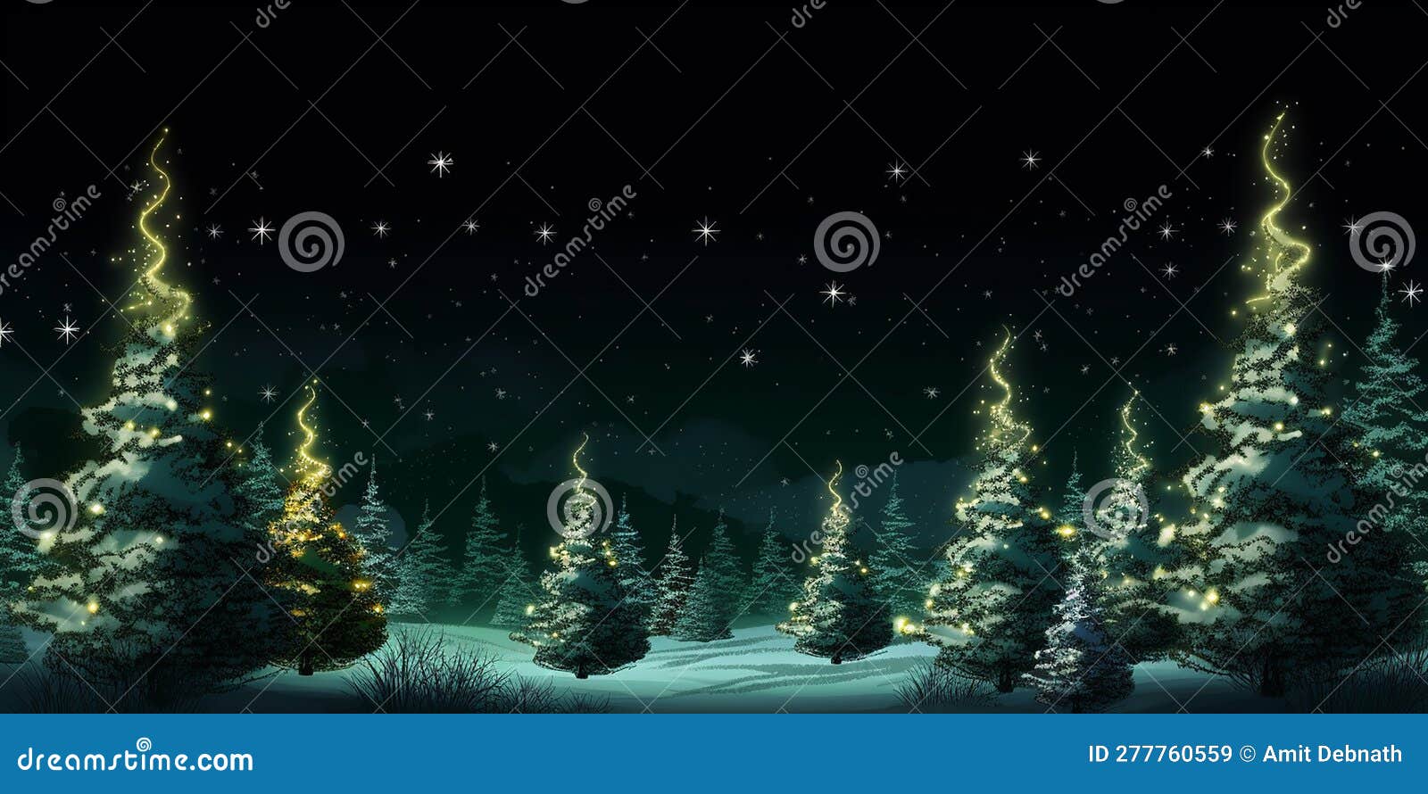 Christmas Trees at Night As Illustration Wallpaper Background Stock ...