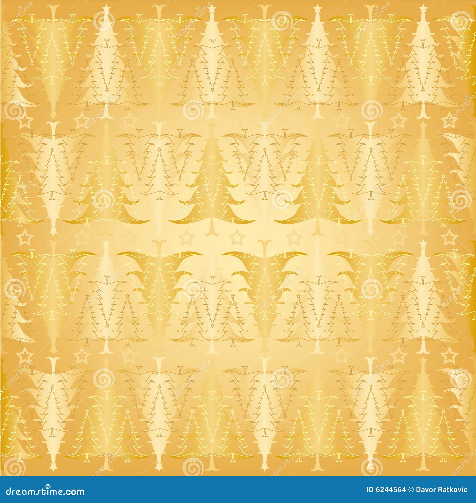 Christmas Trees Pattern Gold Stock Vector - Illustration of seasonal ...
