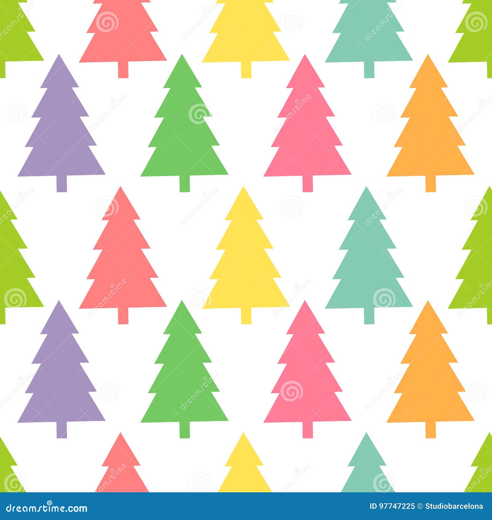 Christmas trees pattern. stock vector. Illustration of nature - 97747225