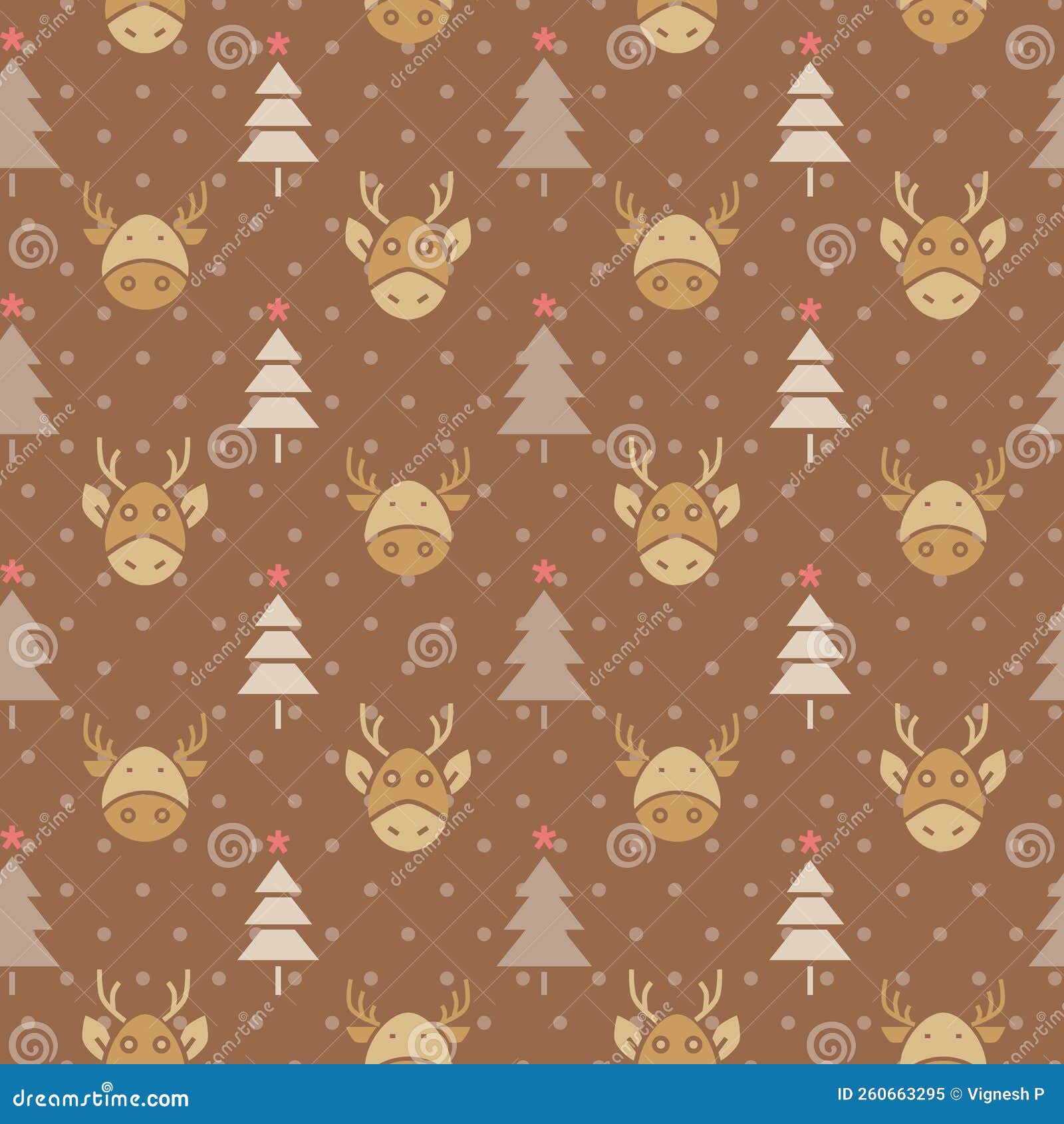 Christmas Trees and Reindeer Seamless Repeat Pattern Background Design ...