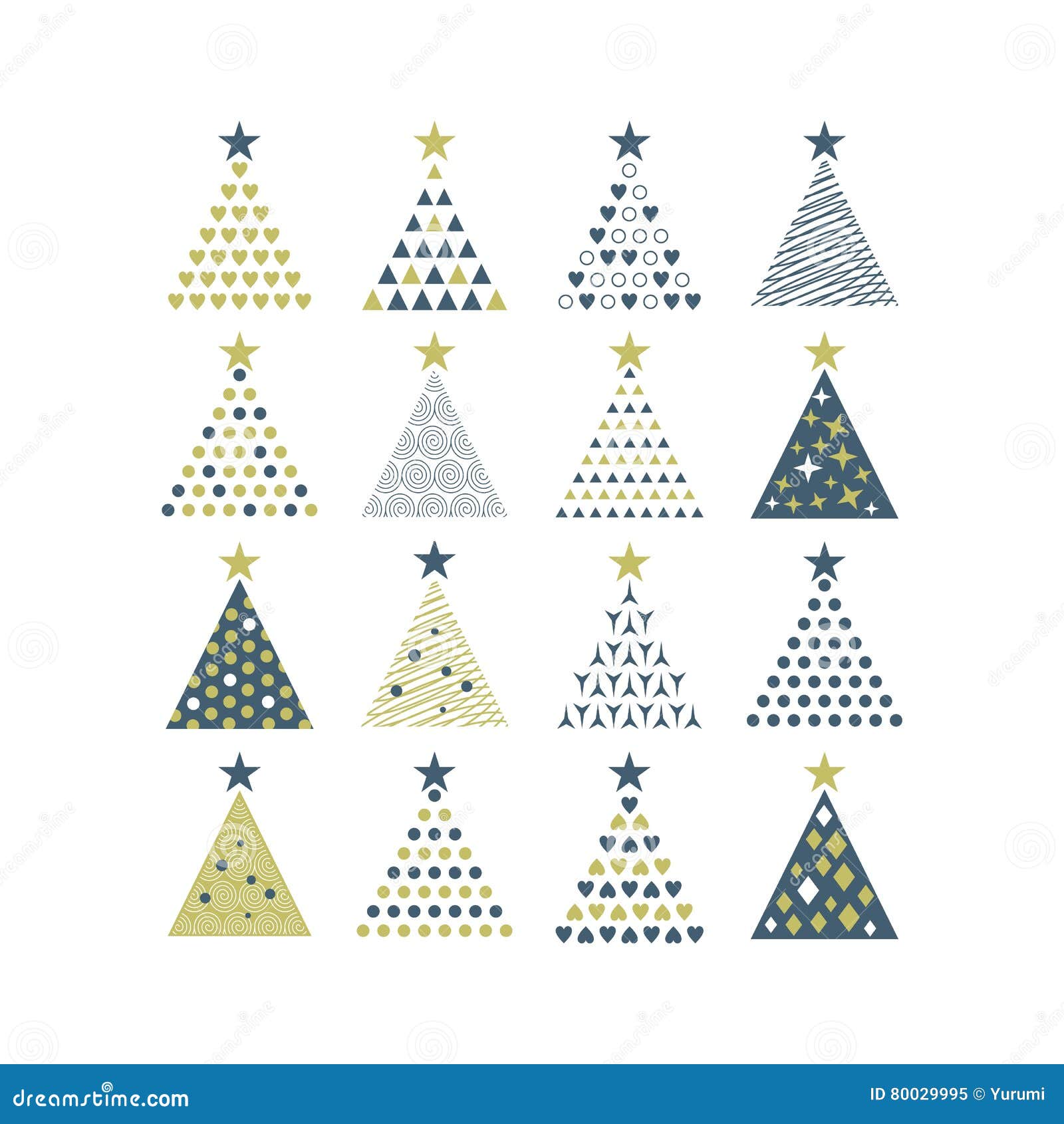 Christmas Trees Set stock vector. Illustration of decoration - 80029995