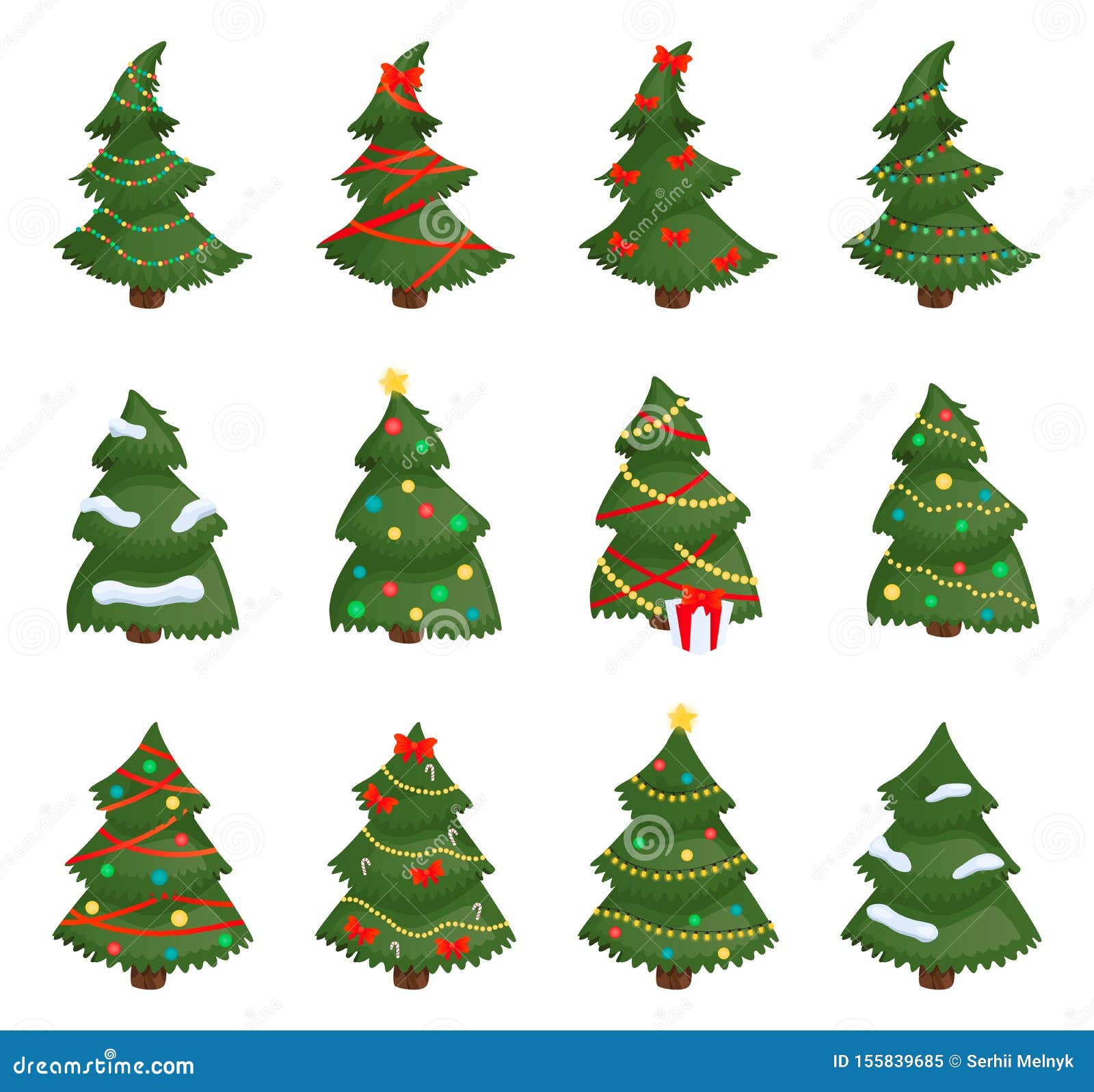 Christmas Trees Set Isolated. Stock Vector - Illustration of ...