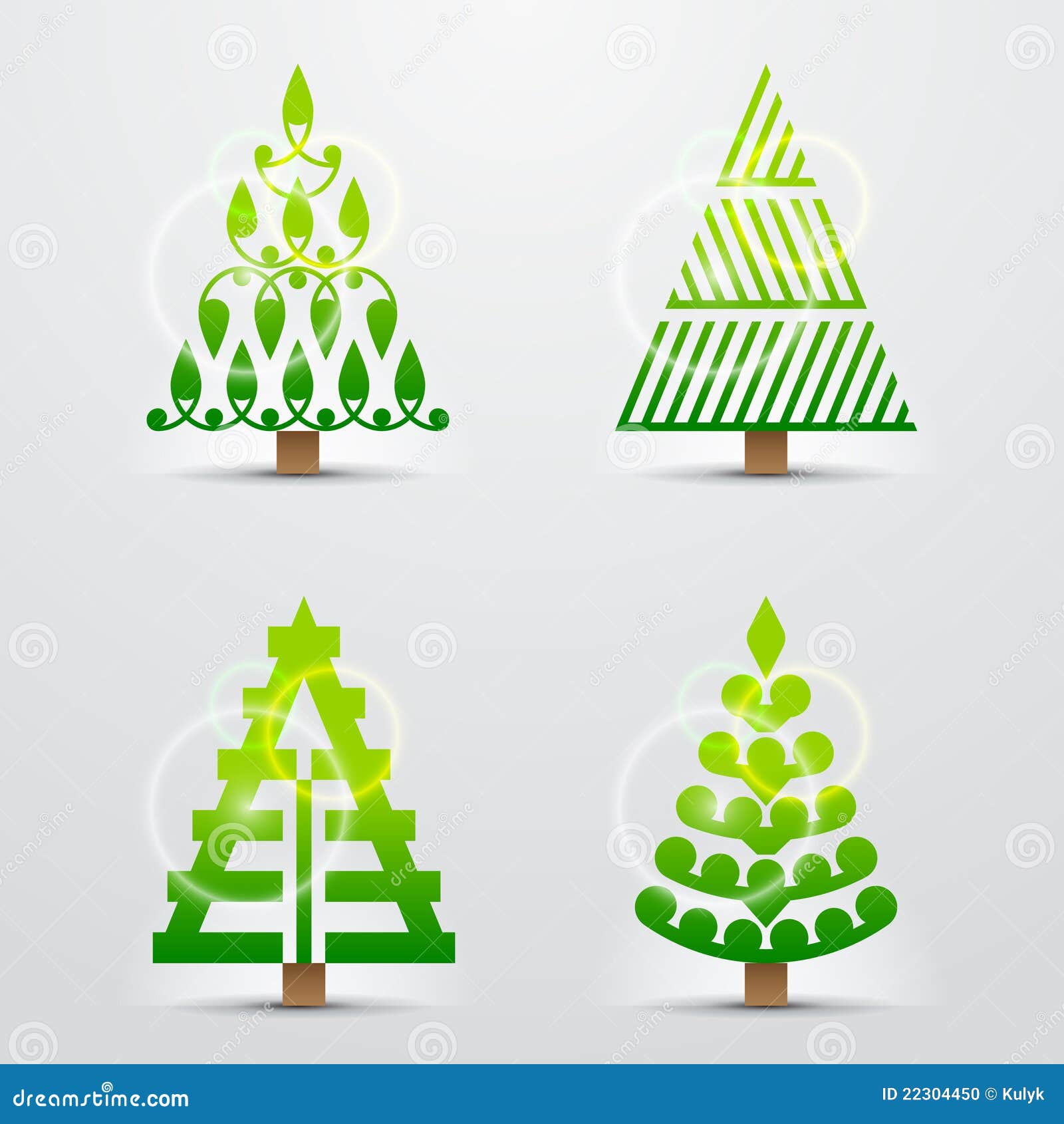 Christmas Trees, Set of Stylized Vector Signs Stock Vector ...