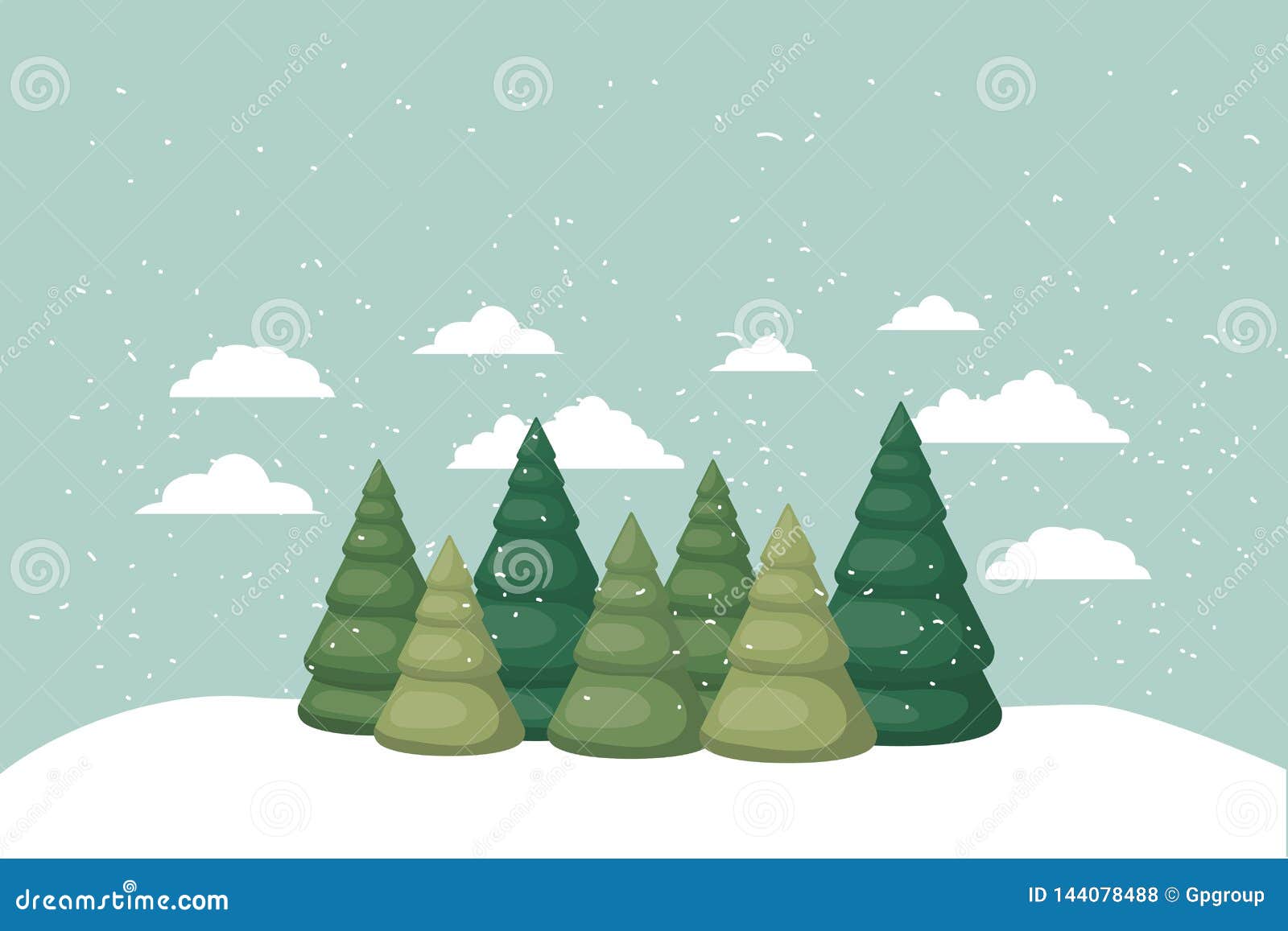 Christmas Trees in the Snow Isolated Icon Stock Vector - Illustration ...