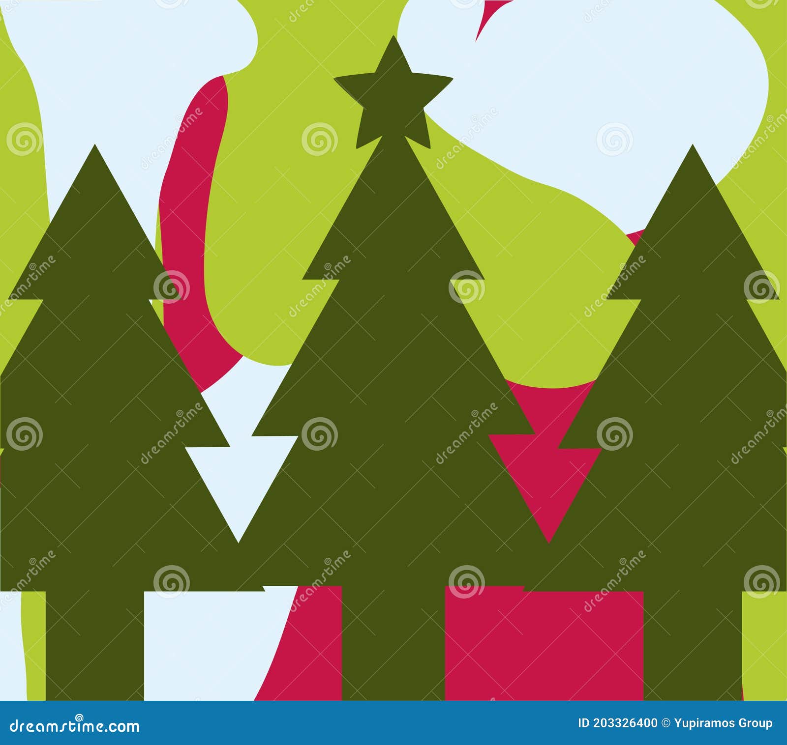 Christmas Trees Star and Decorative Abstract Decoration Background ...