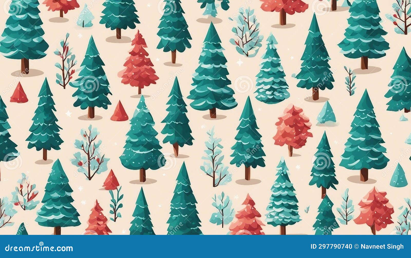 Christmas Trees, Winter, Dear Pattern Illustration, Bacground Pattern ...