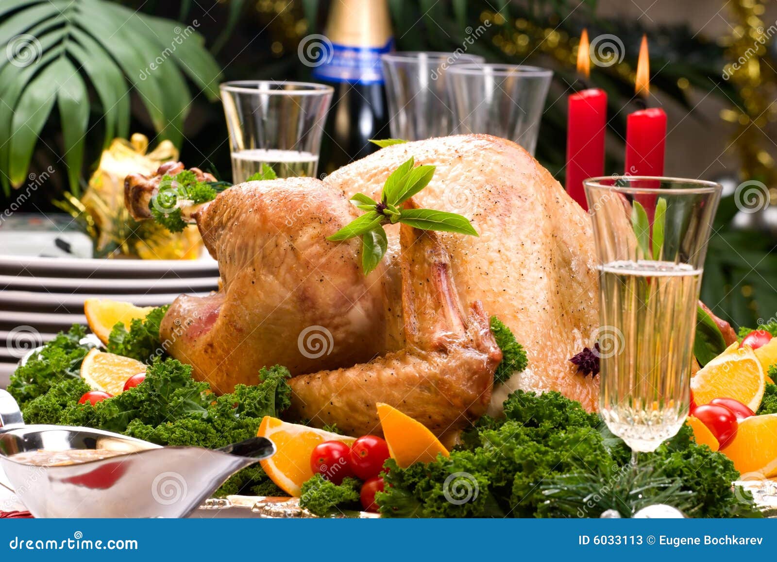 Christmas Turkey on Holiday Table Stock Image - Image of crisp, poultry ...