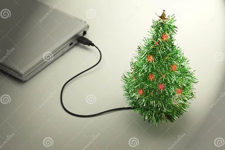 Christmas Vacation. USB Christmas Tree . Stock Photo - Image of card ...
