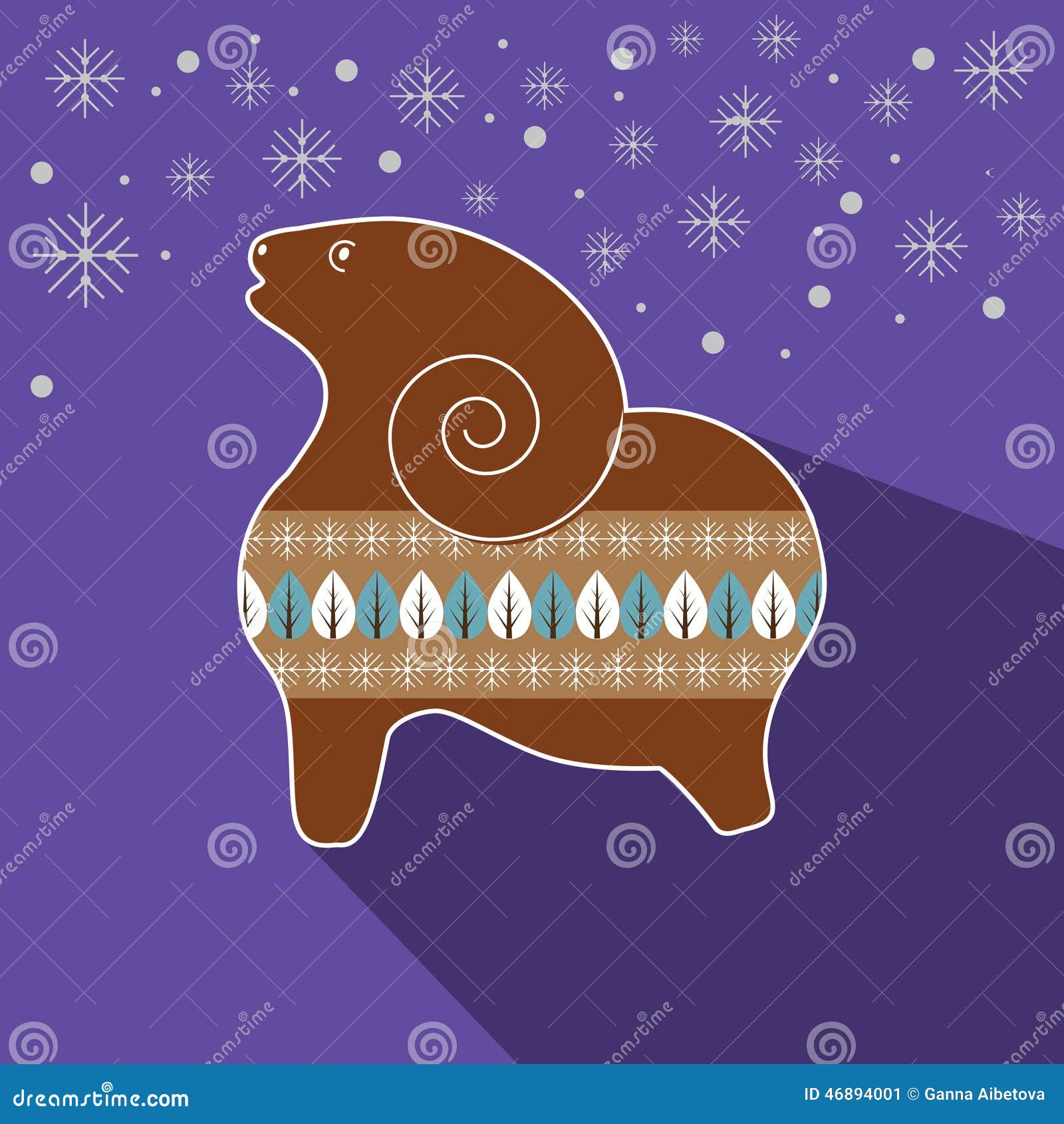 Christmas Vector Background with Gingerbread Sheep. Stock Vector ...