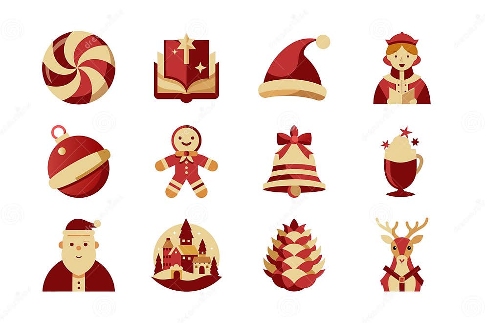 Christmas Vector Elements Bundle Art Illustration Stock Vector ...