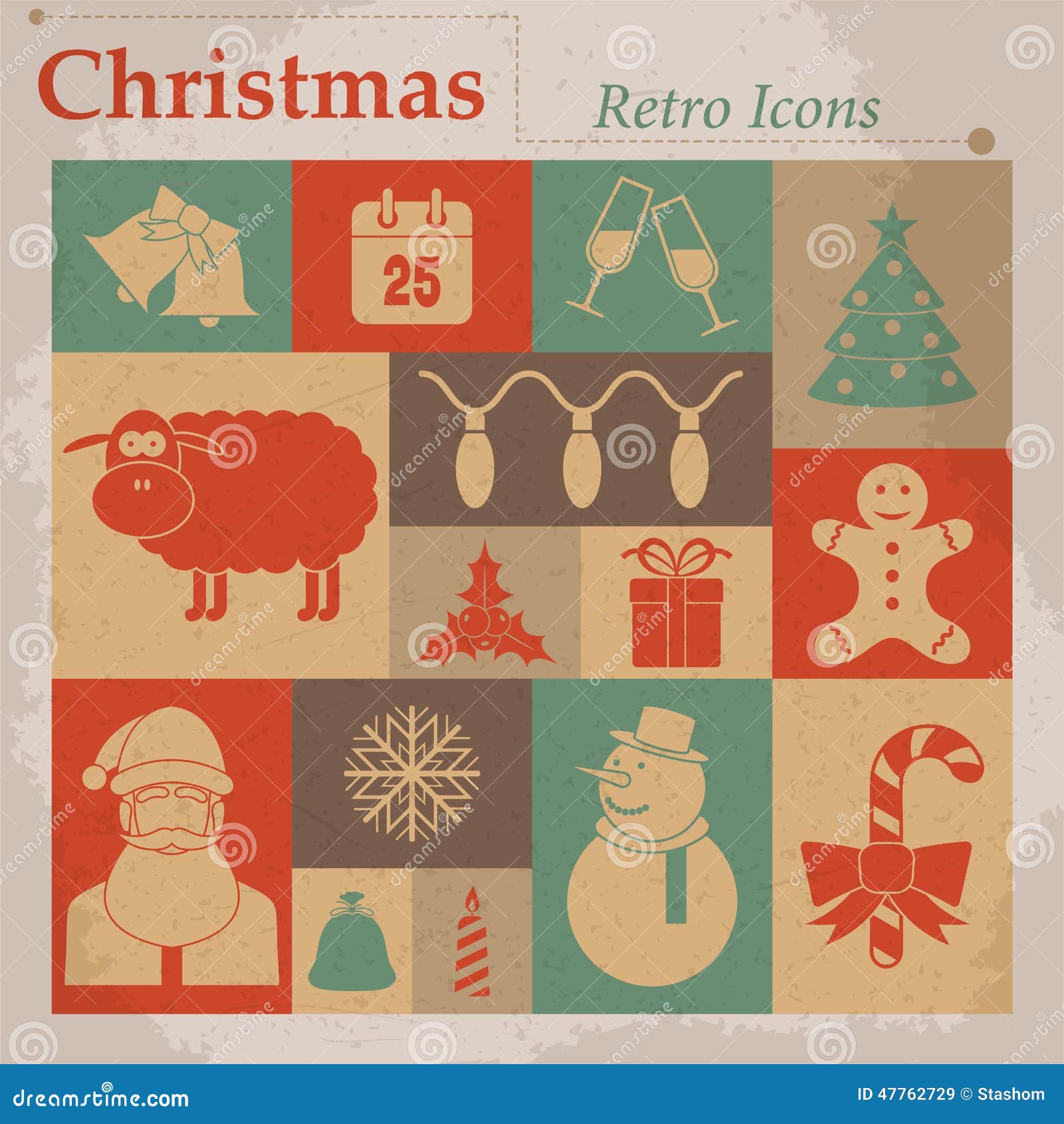Christmas Vector Retro Icons Stock Vector - Illustration of silhouette ...