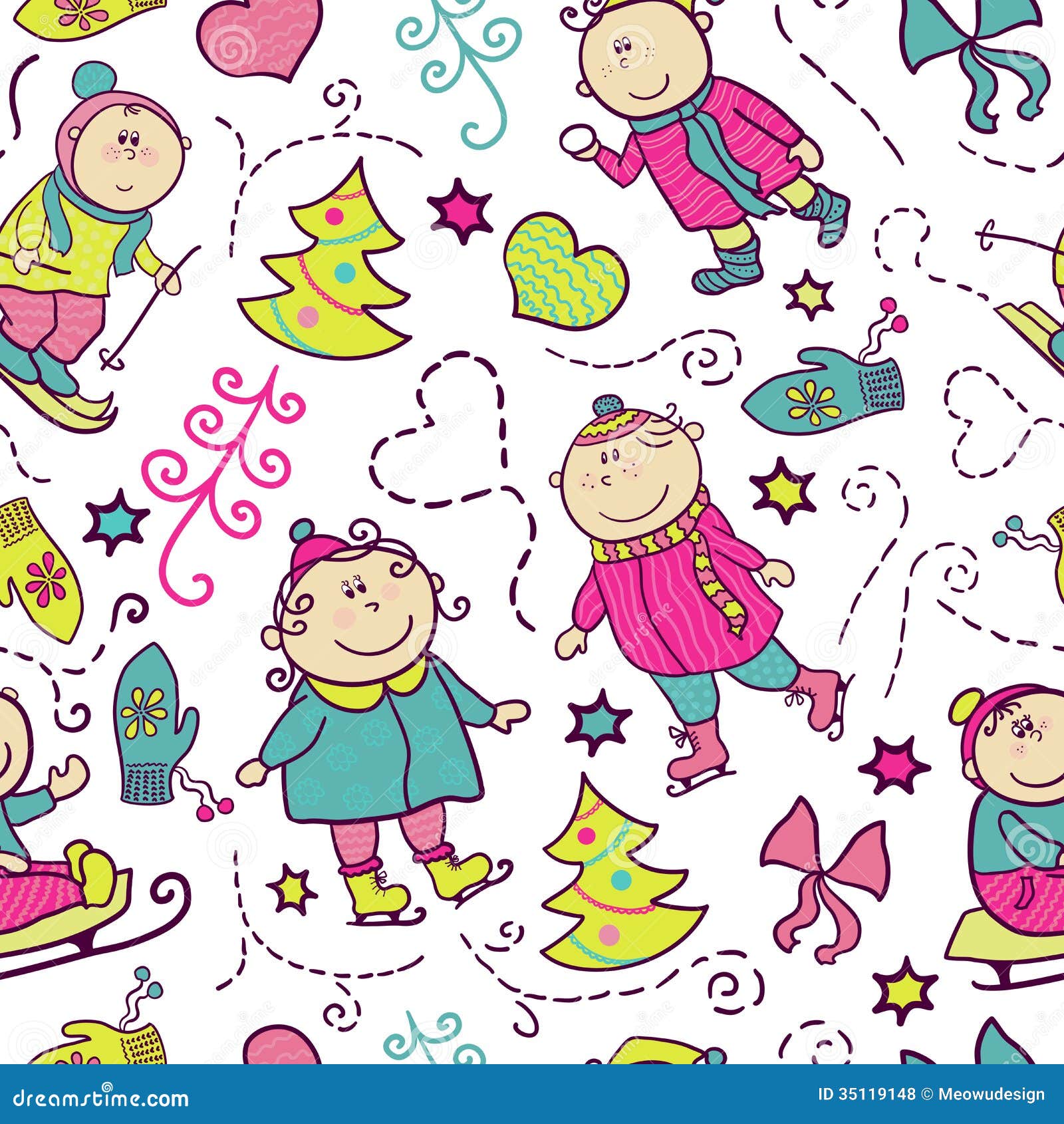 Christmas Vector Seamless Pattern Stock Vector - Illustration of child ...
