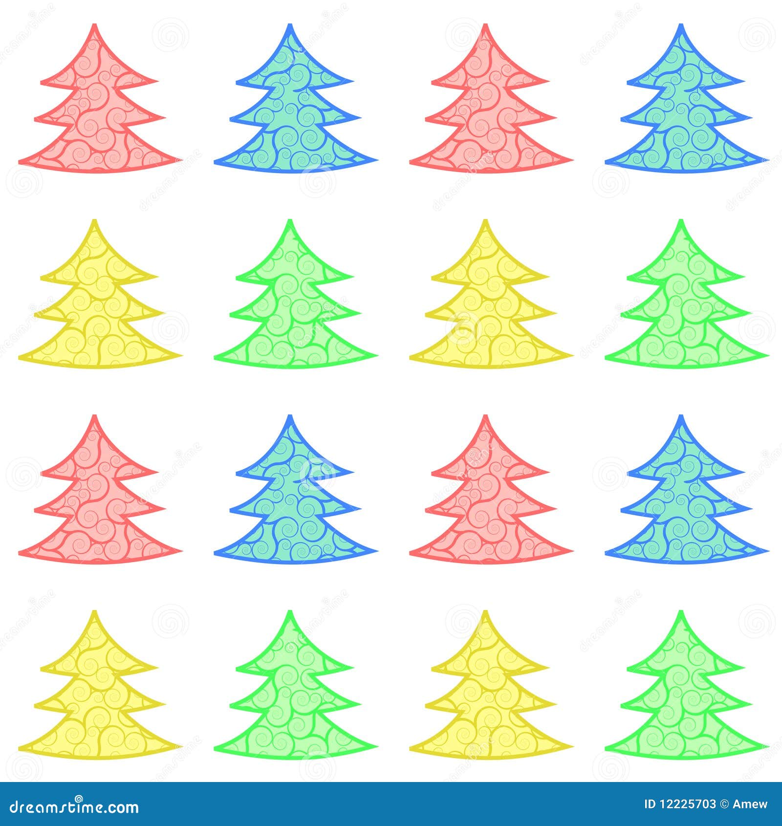 Christmas Vector Trees in Four Colors Stock Vector - Illustration of ...