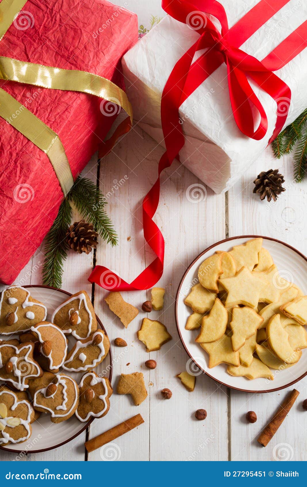 Christmas View on the Table Full of Cookies Stock Image - Image of ...