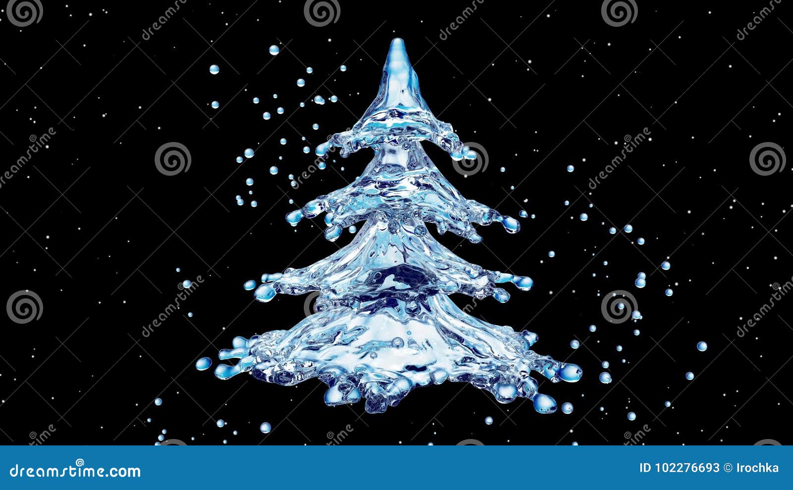 Christmas Water Splash Tree on Black Background Stock Illustration ...