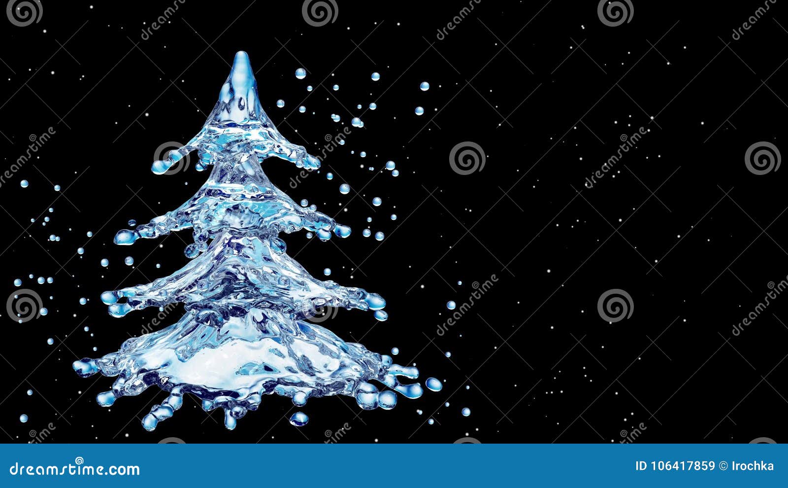 Christmas Water Splash Tree On Blue Background Stock Photography ...