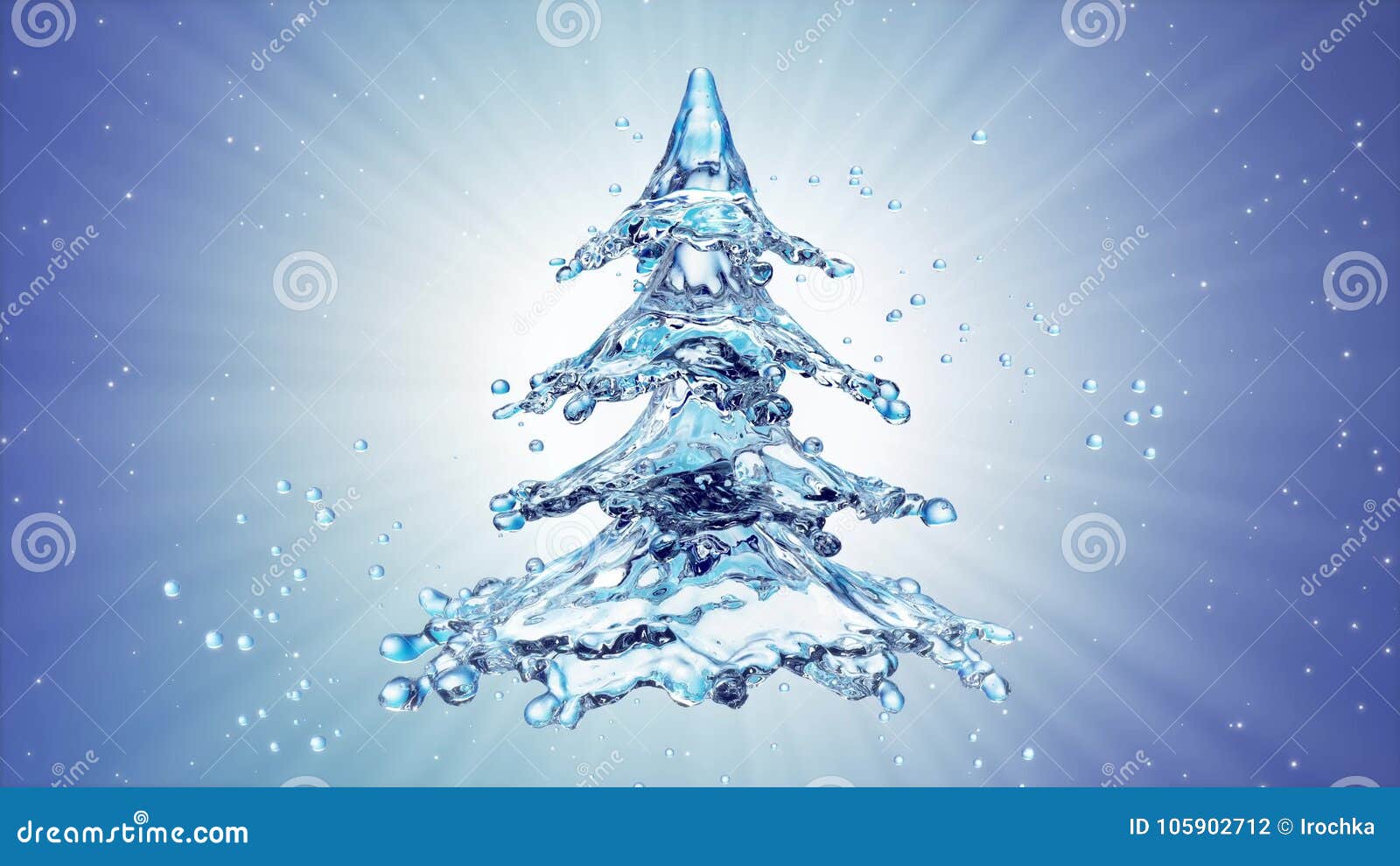 Christmas Water Splash Tree on Blue Background Stock Illustration ...