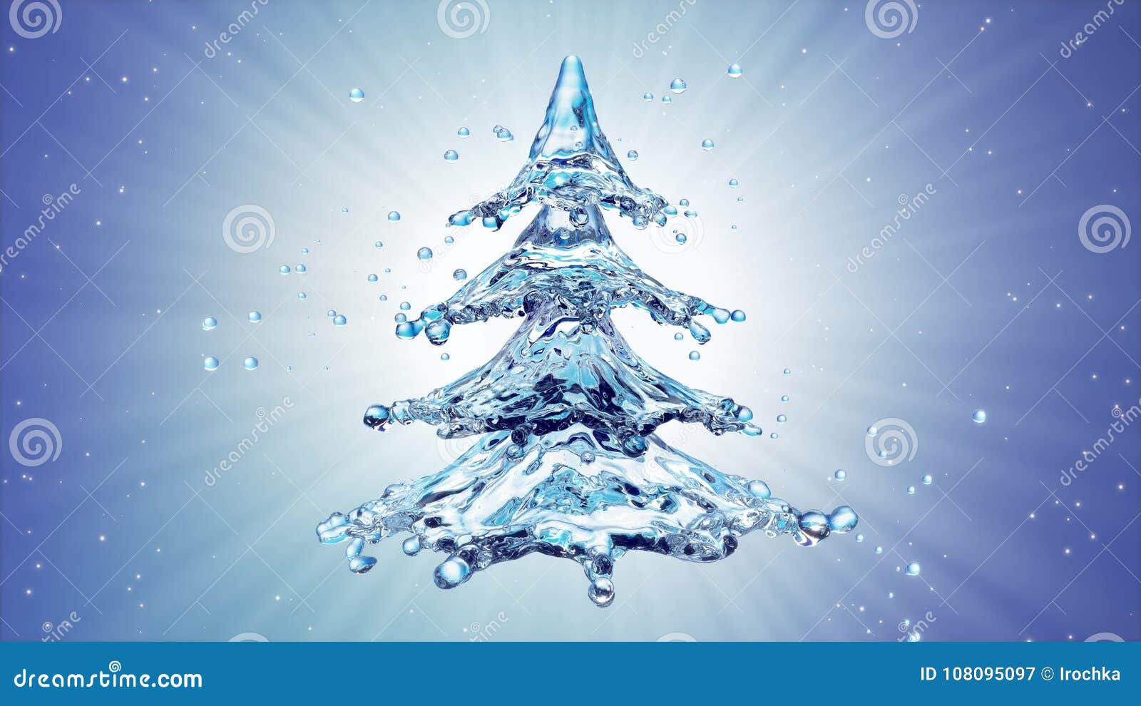 Christmas Water Splash Tree on Blue Background Stock Illustration ...
