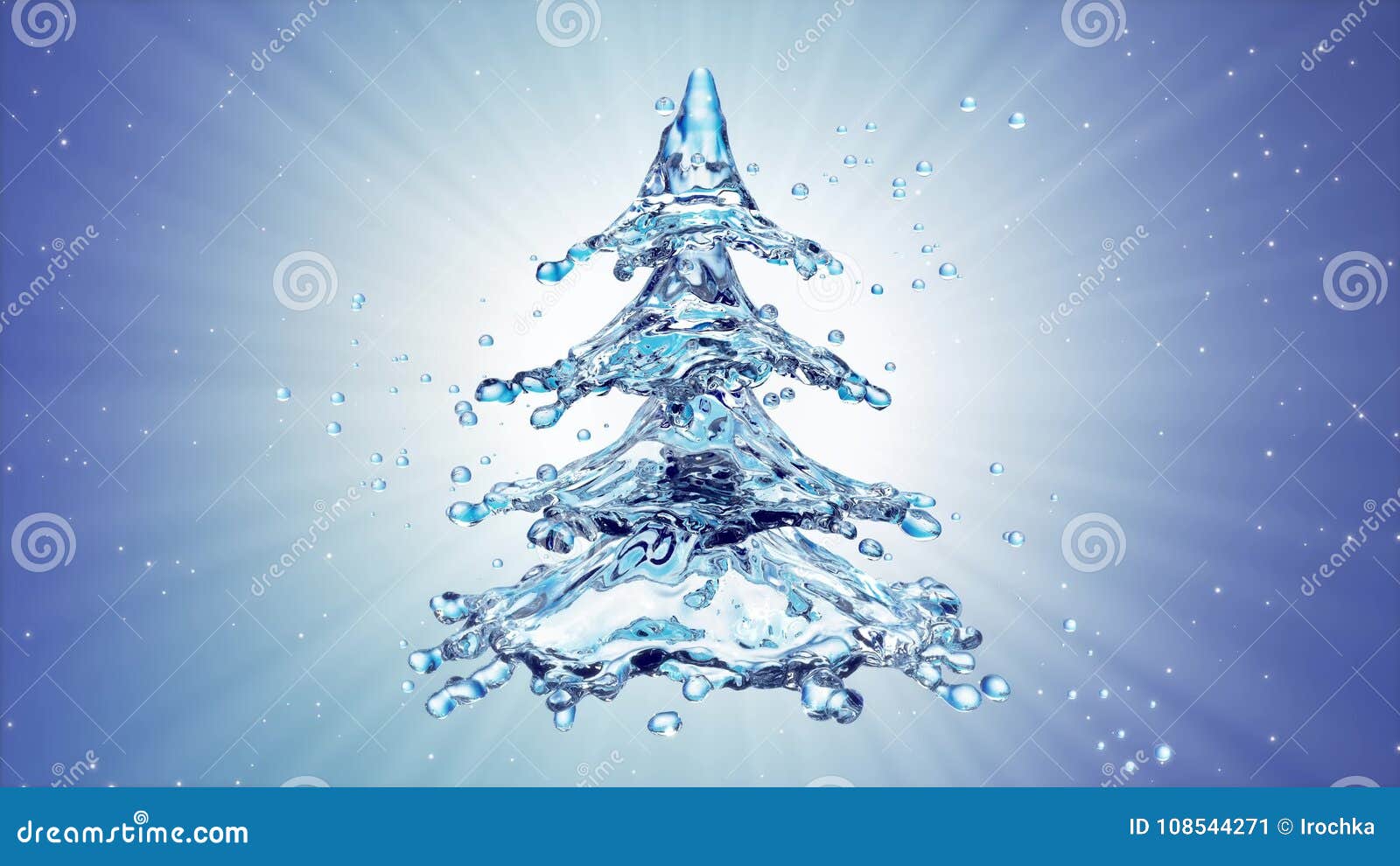 Christmas Water Splash Tree on Blue Background Stock Illustration ...