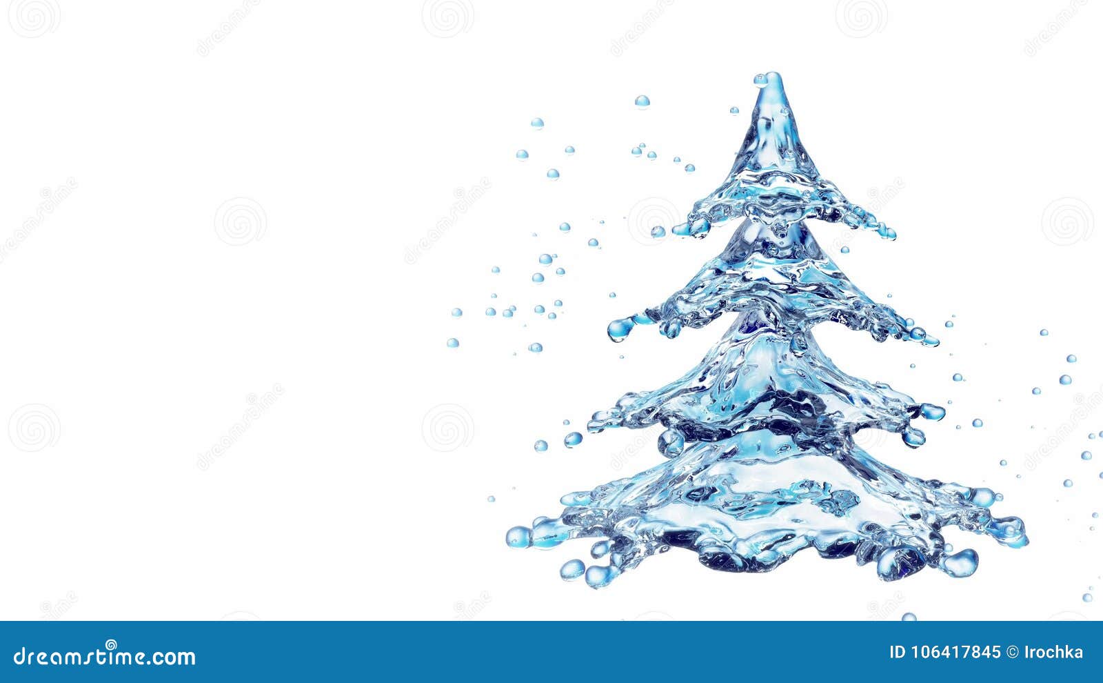 Christmas Water Splash Tree Isolated on White Stock Image - Image of ...