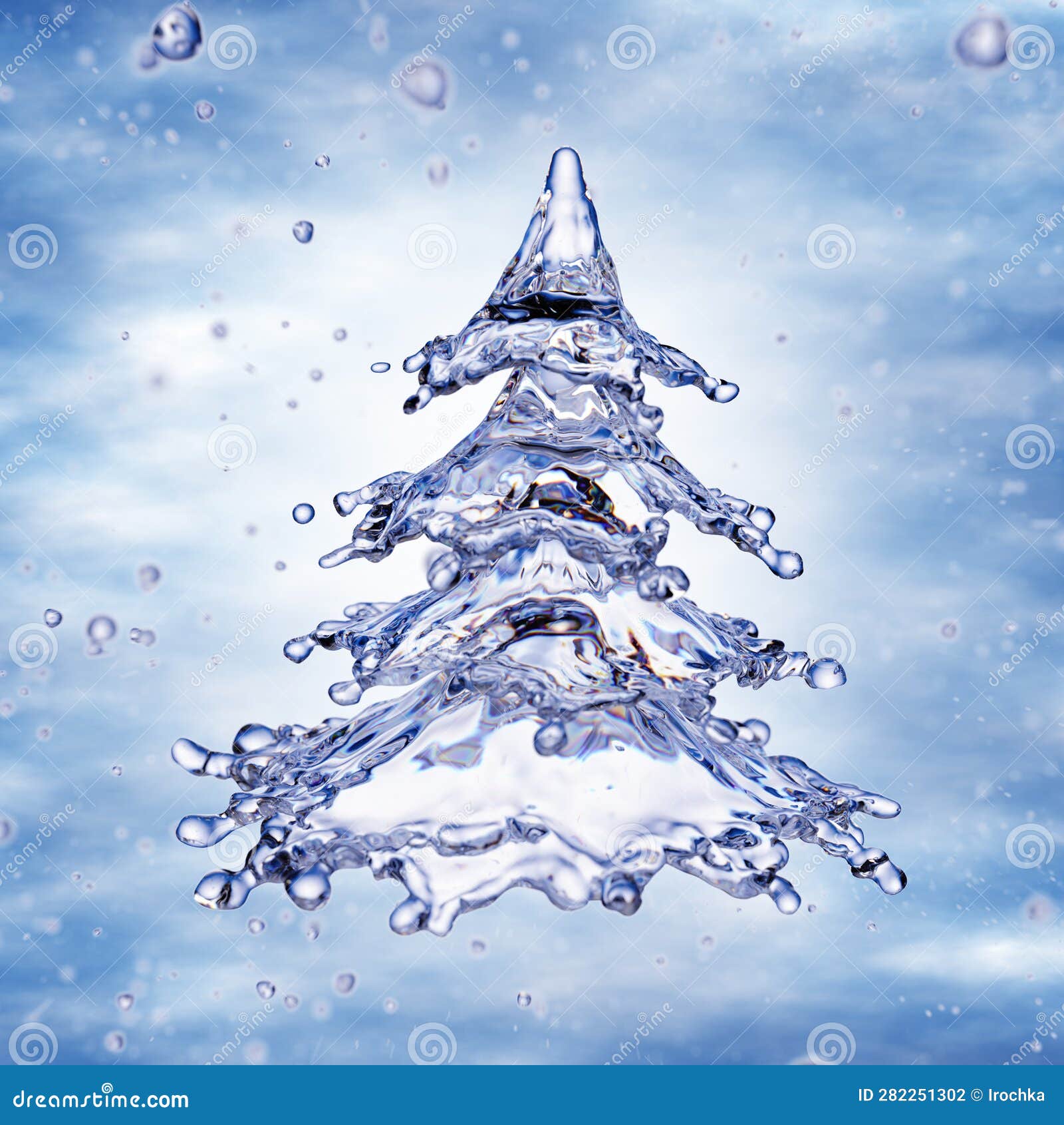 Christmas Water Splash Tree Isolated on White Stock Illustration ...