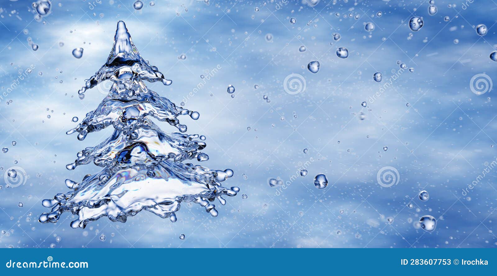 Christmas Water Splash Tree Isolated on White Stock Illustration ...