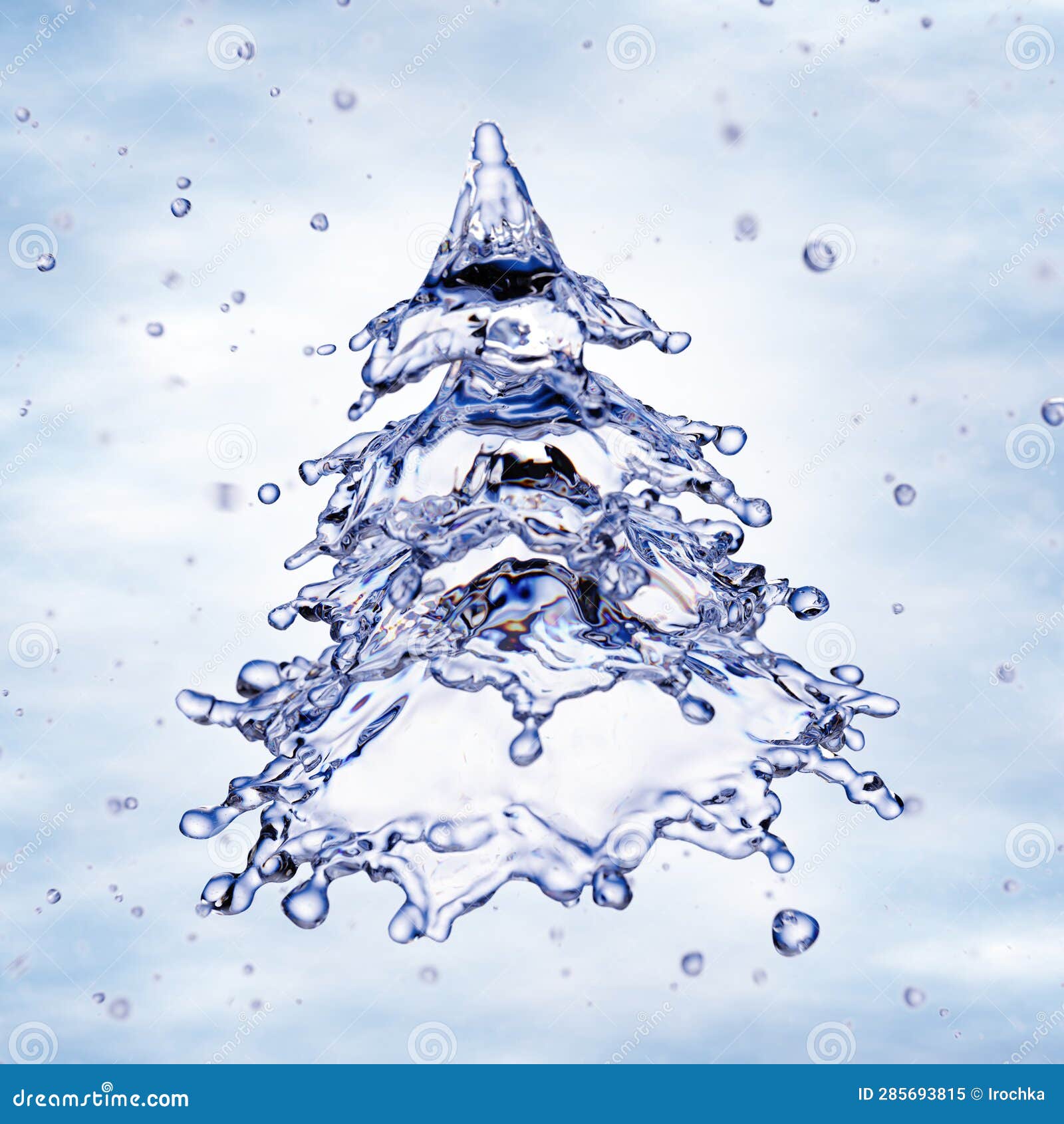 Christmas Water Splash Tree Isolated on White Stock Illustration ...