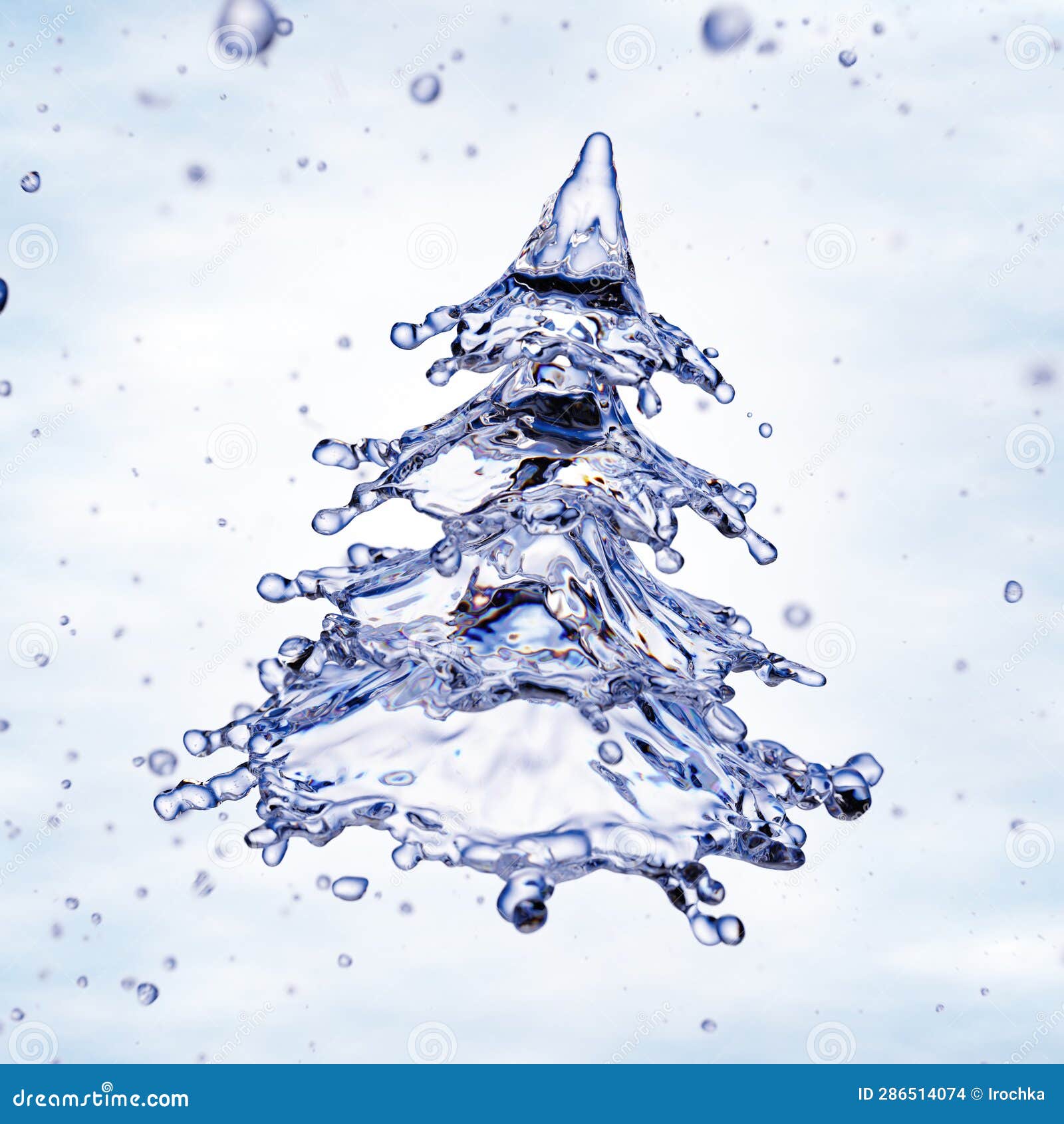 Christmas Water Splash Tree Isolated on White Stock Illustration ...