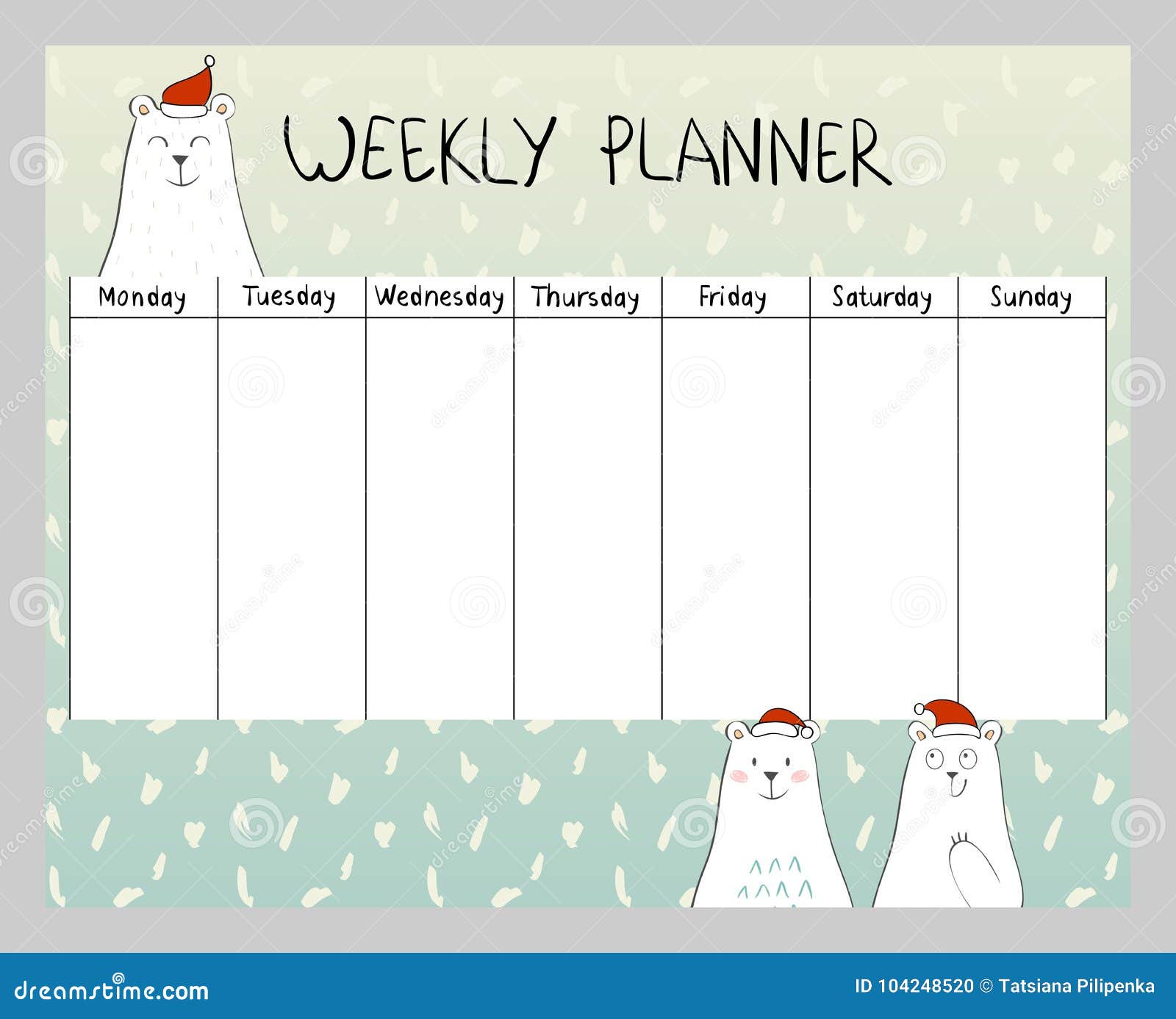 Christmas weekly planner stock vector. Illustration of background ...