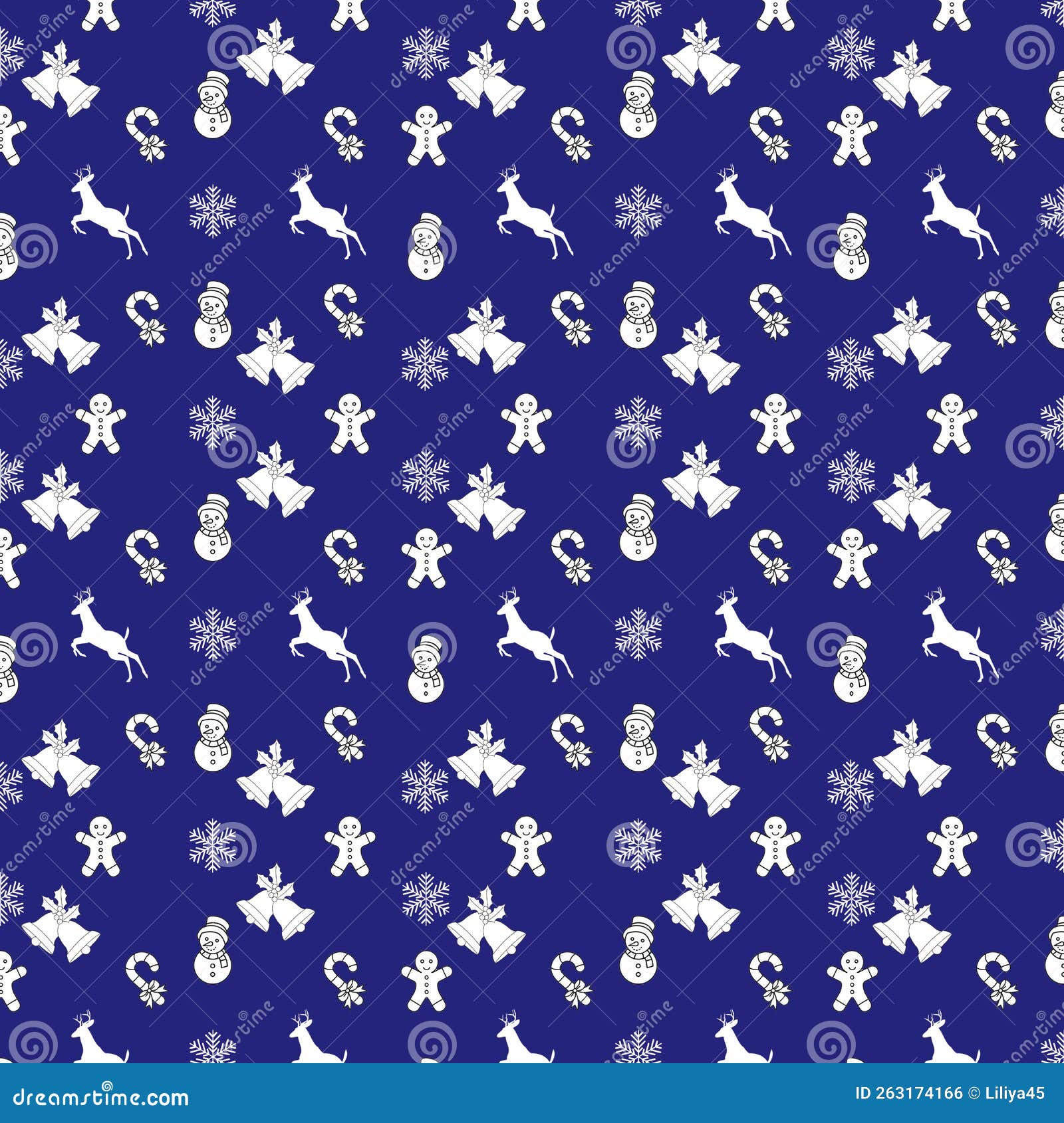 Christmas White Pattern on Blue Background . Stock Illustration ...
