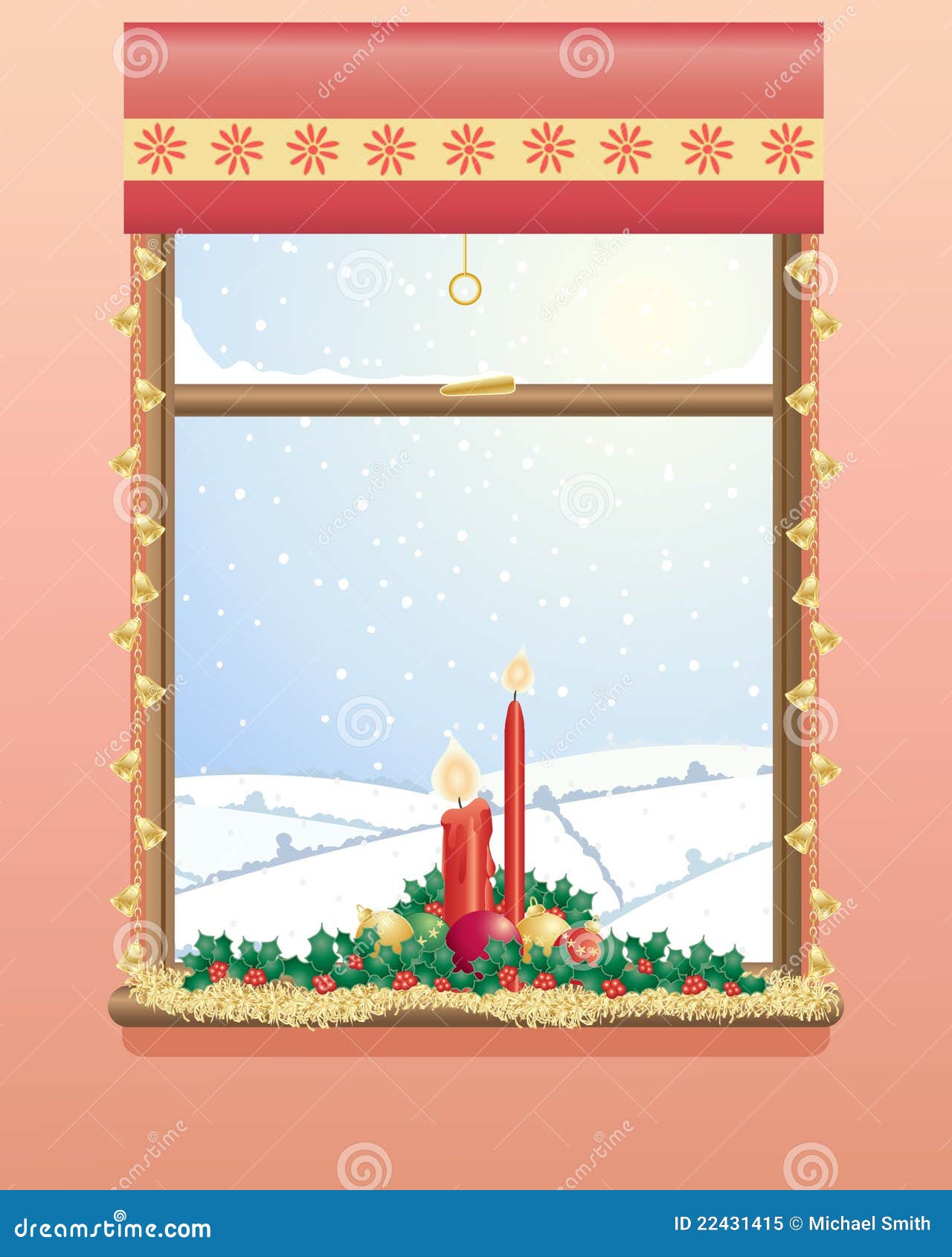 Christmas window stock vector. Illustration of fields - 22431415