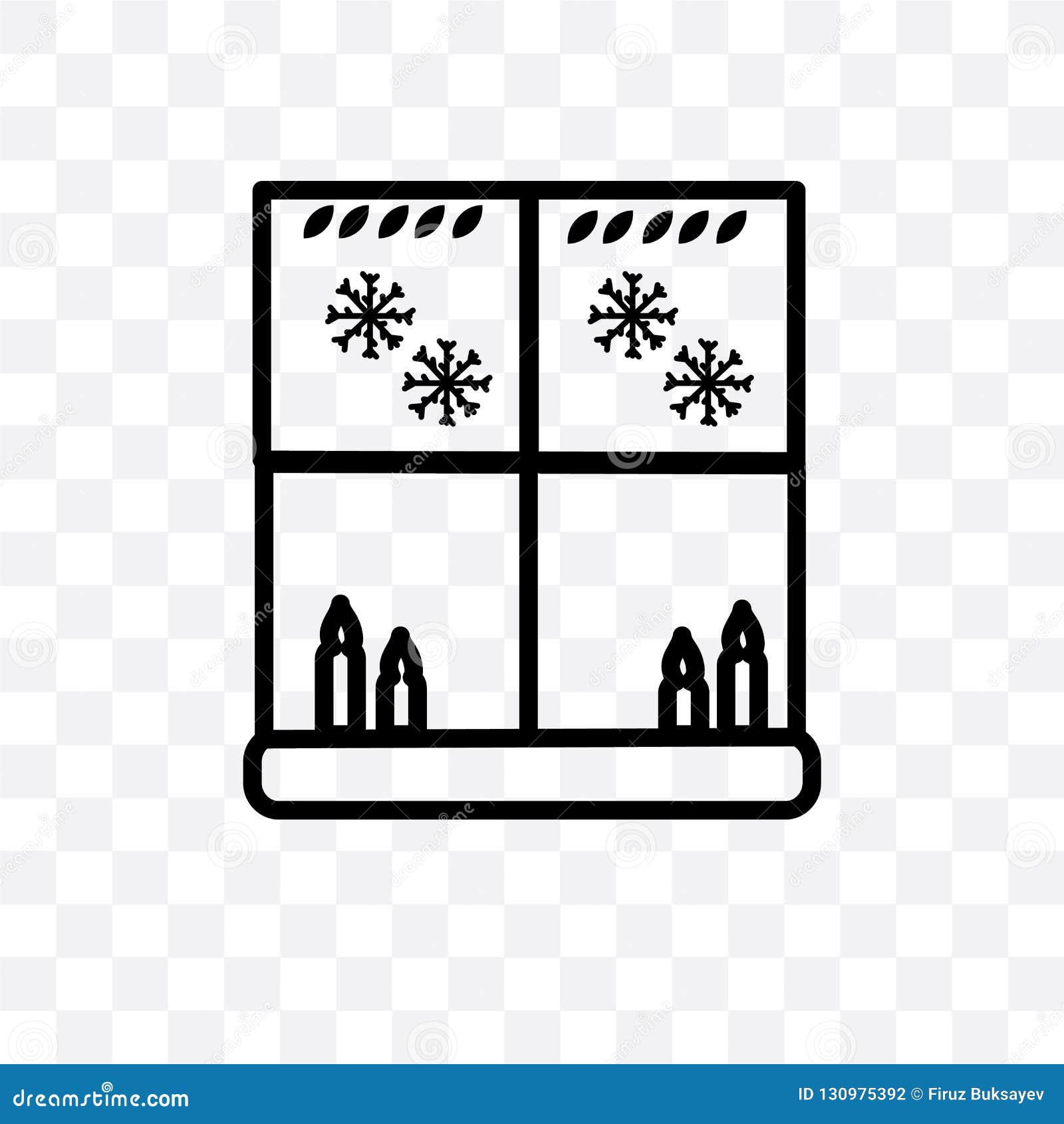 Christmas Window Vector Linear Icon Isolated on Transparent Background ...