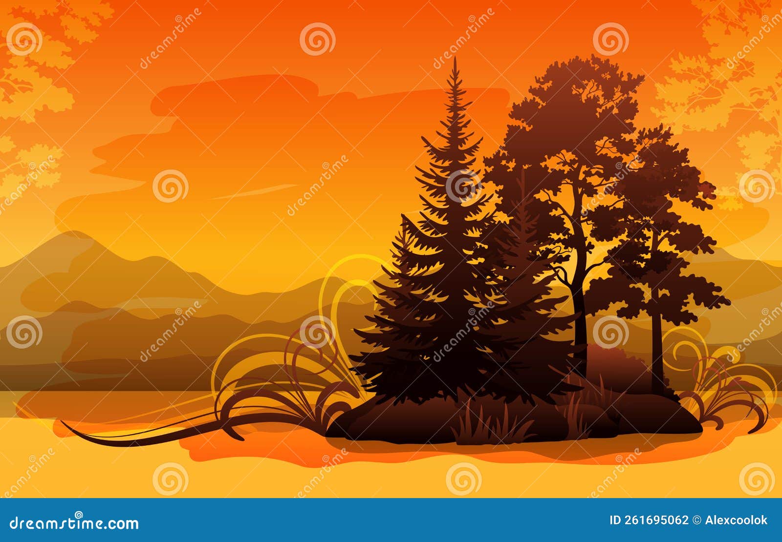 Christmas Winter Forest Landscape Stock Vector - Illustration of forest ...