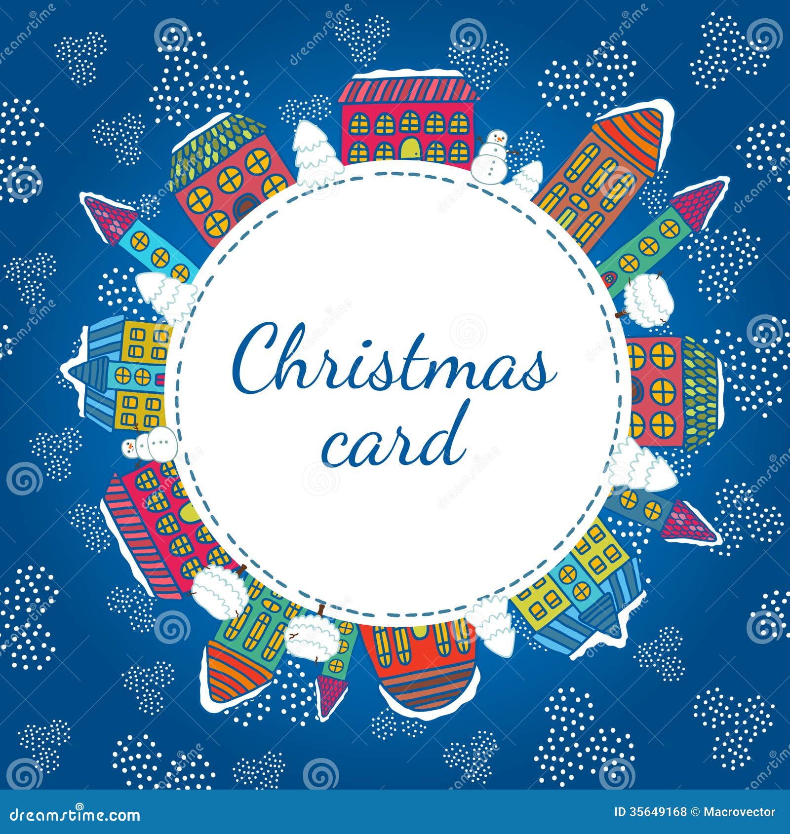 Christmas Winter Houses Frame Stock Vector - Illustration of winter ...