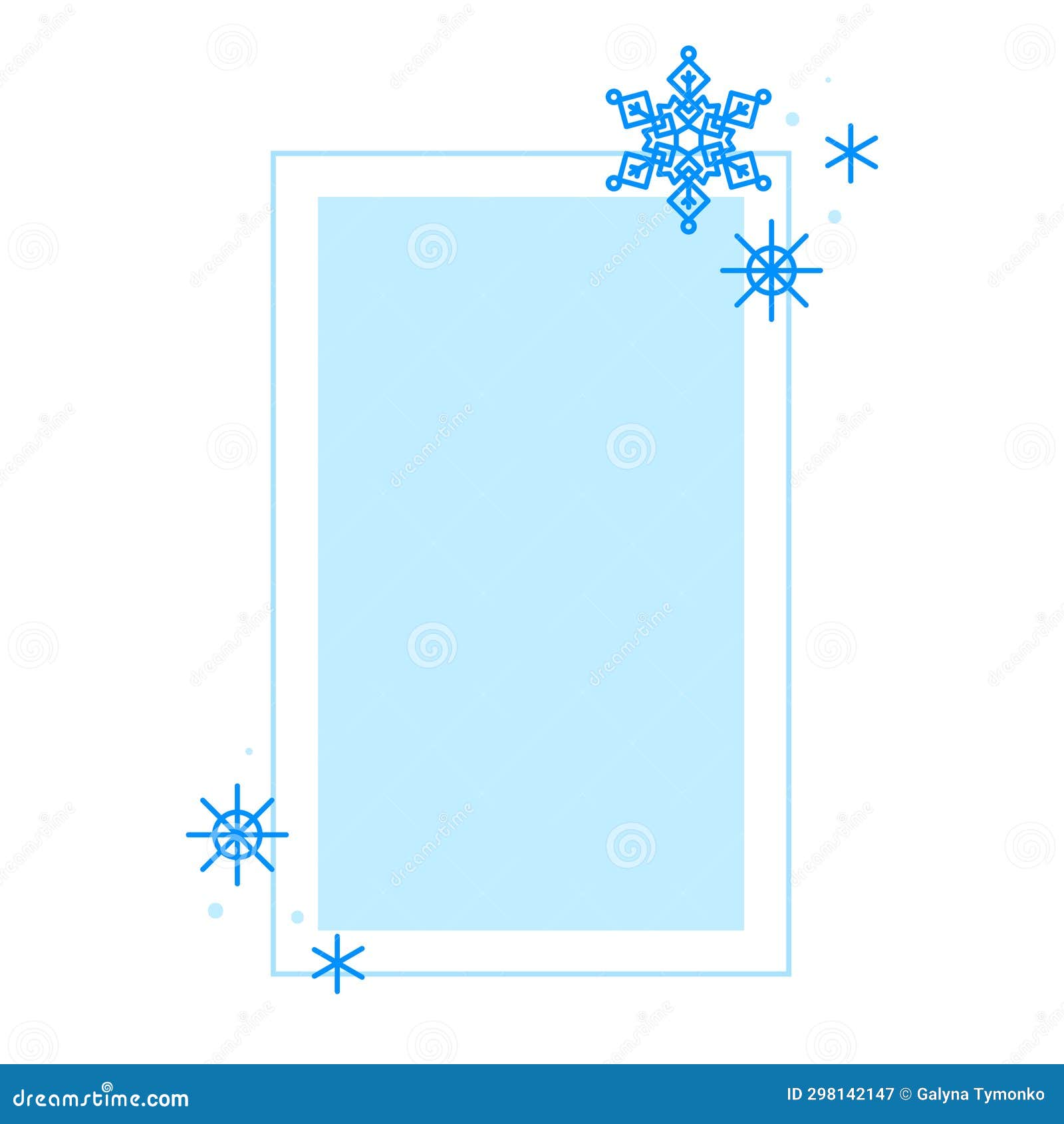 Christmas Winter Linear Blue Rectangle Frame with Snowflake, Modern ...