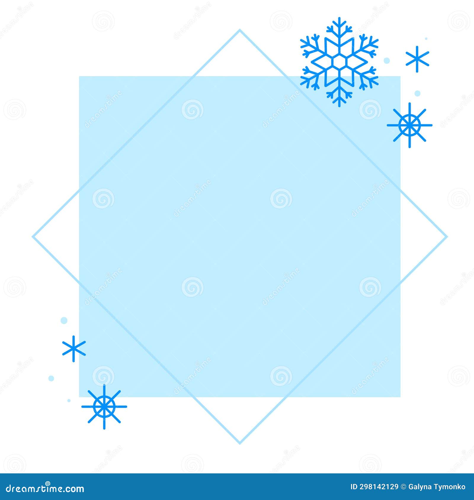 Christmas Winter Linear Blue Square Frame with Snowflake, Modern ...
