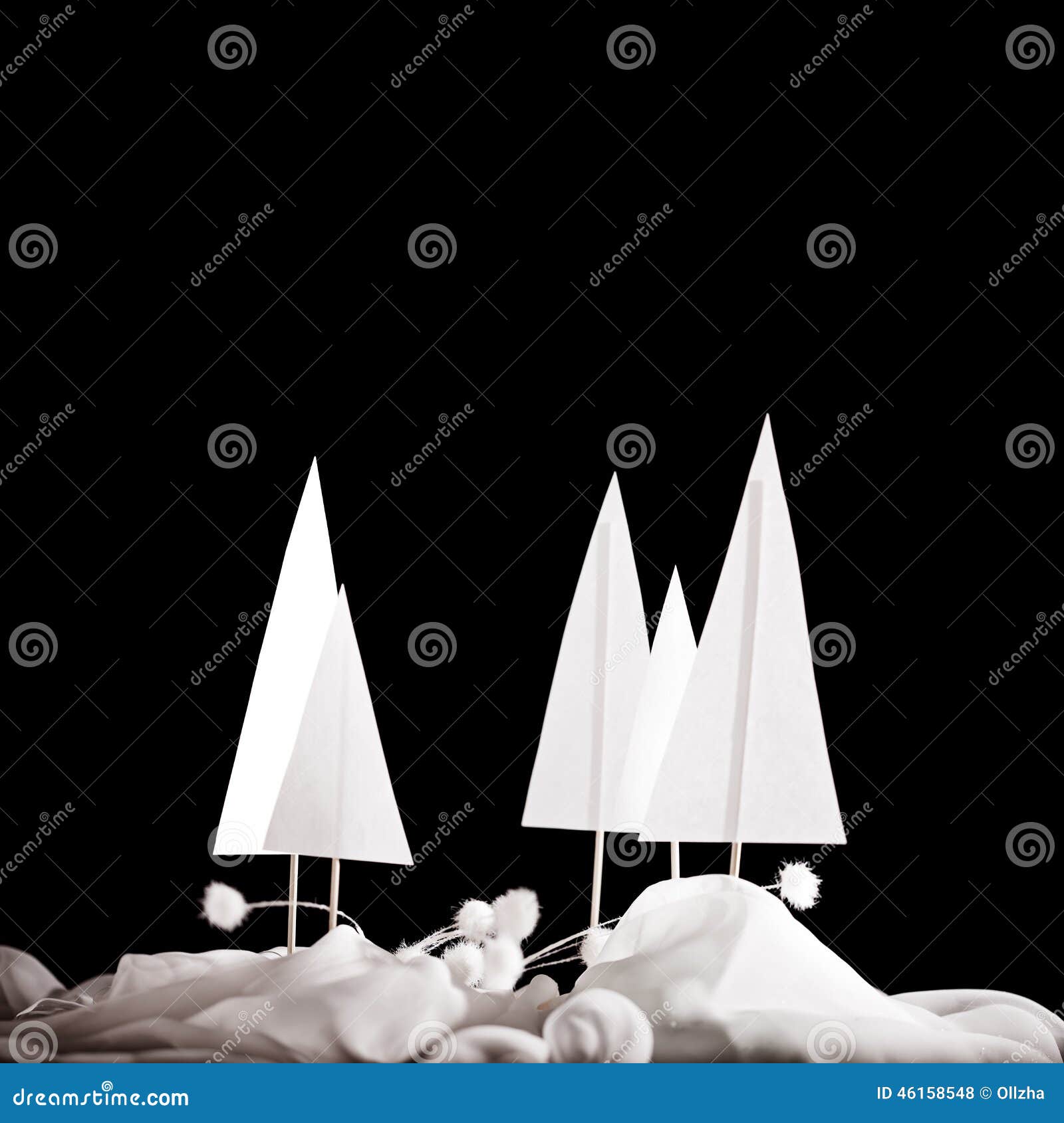 Christmas Winter Papercraft Scene Stock Photo - Image of snow, spruce ...