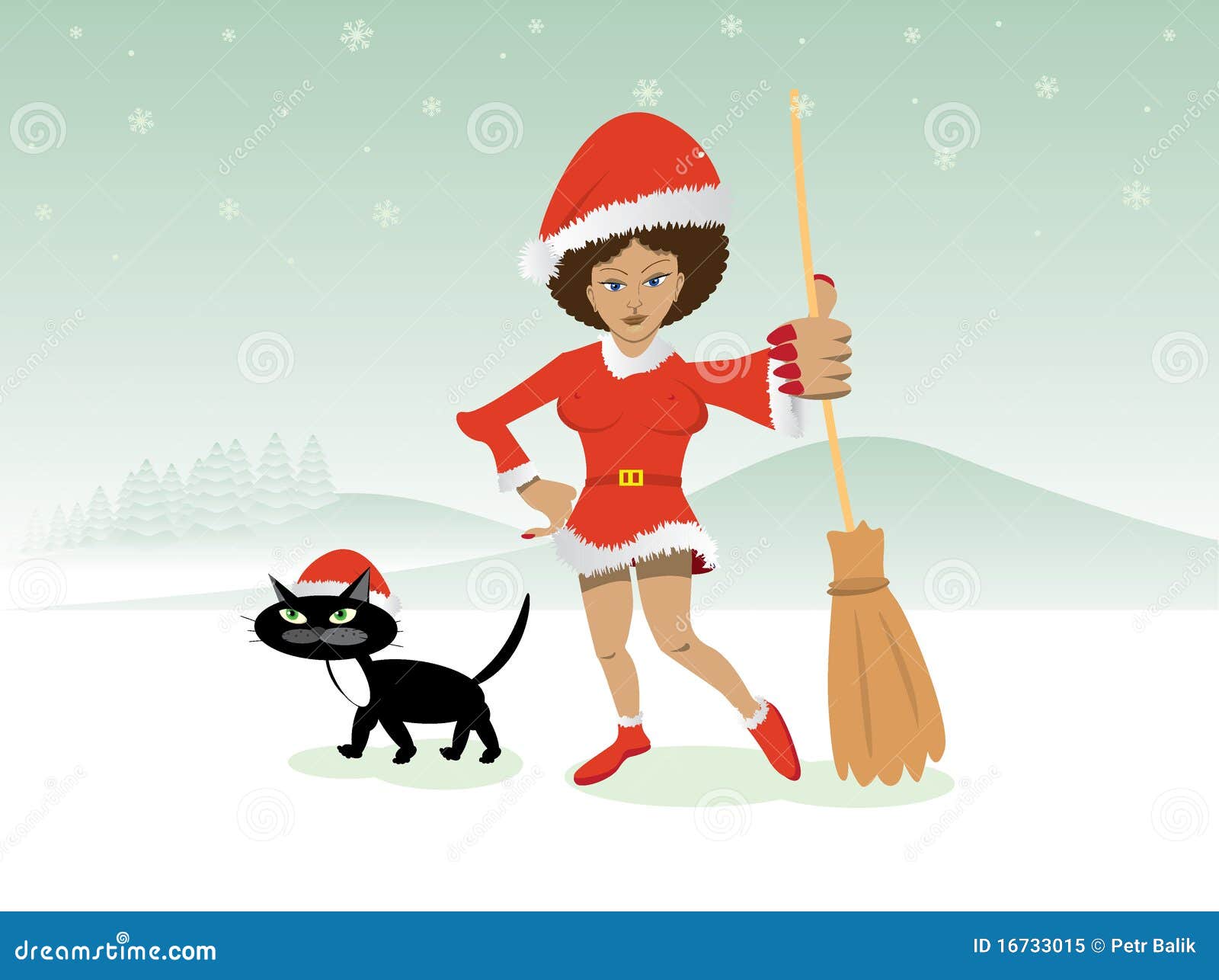 Christmas witch stock illustration. Illustration of animal - 16733015