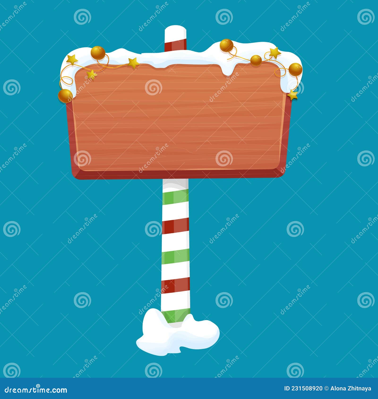 Christmas Wooden Signboard Road Signs On Striped Stick With Decoration
