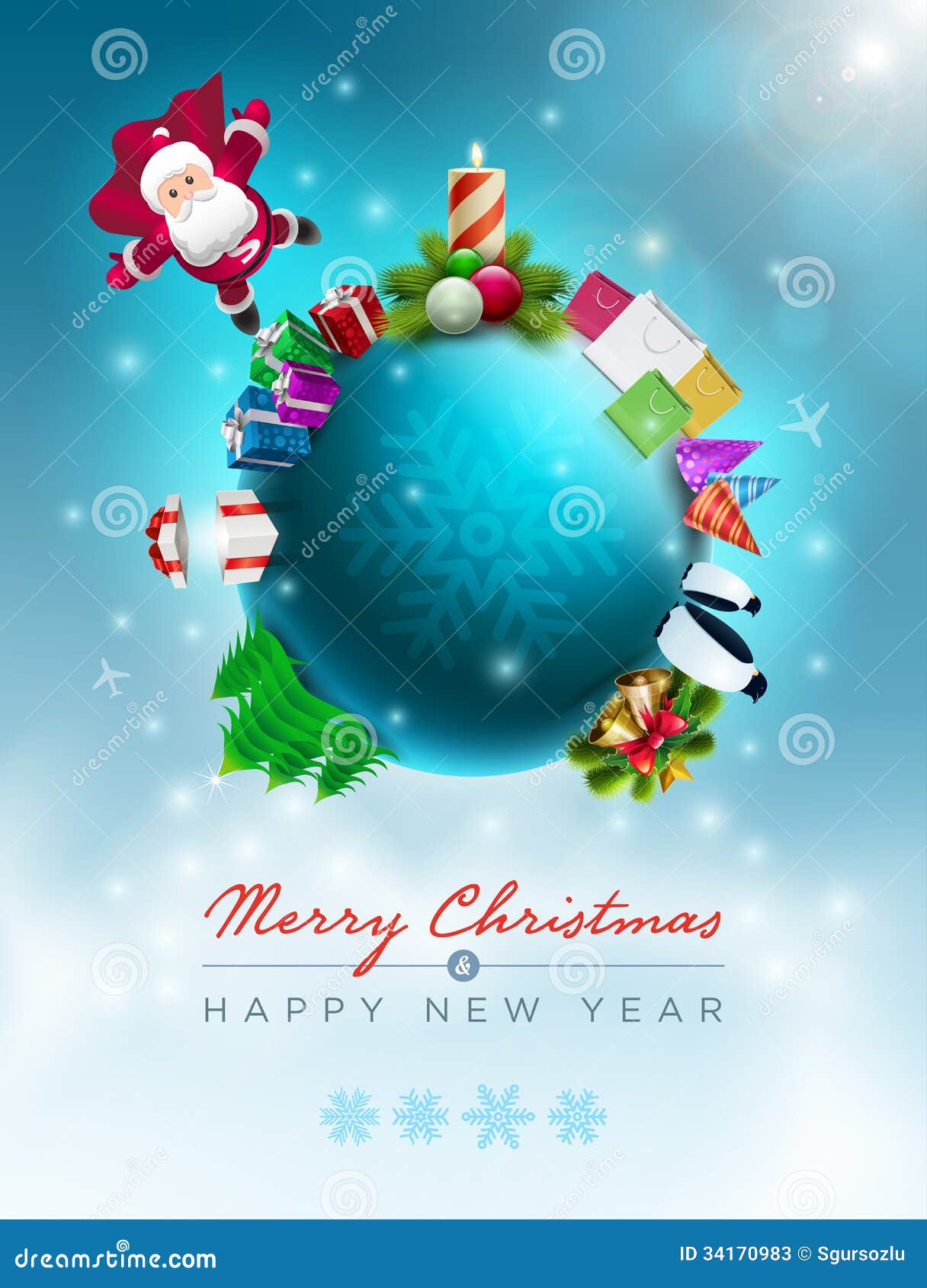 Christmas World stock vector. Illustration of clouds - 34170983