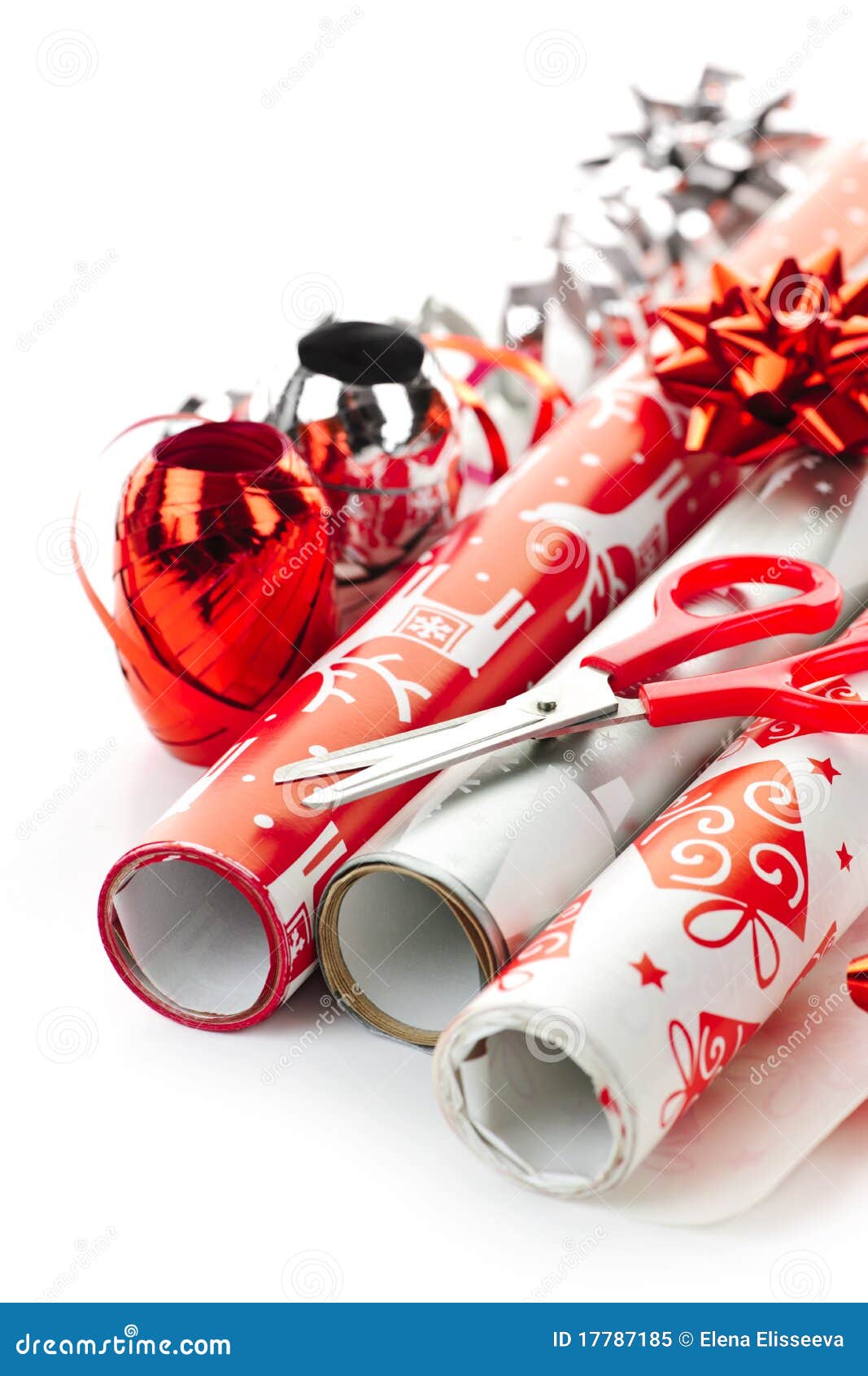 Christmas Wrapping Paper Rolls Stock Image - Image of festive ...