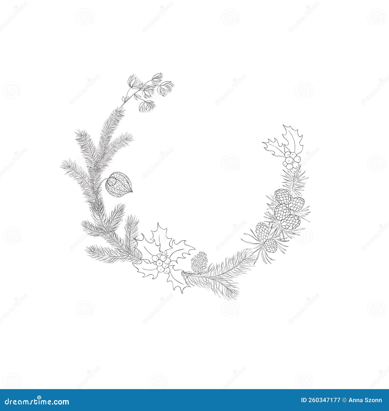 Christmas Wreath and Frame. Vector Stock Vector - Illustration of deco ...