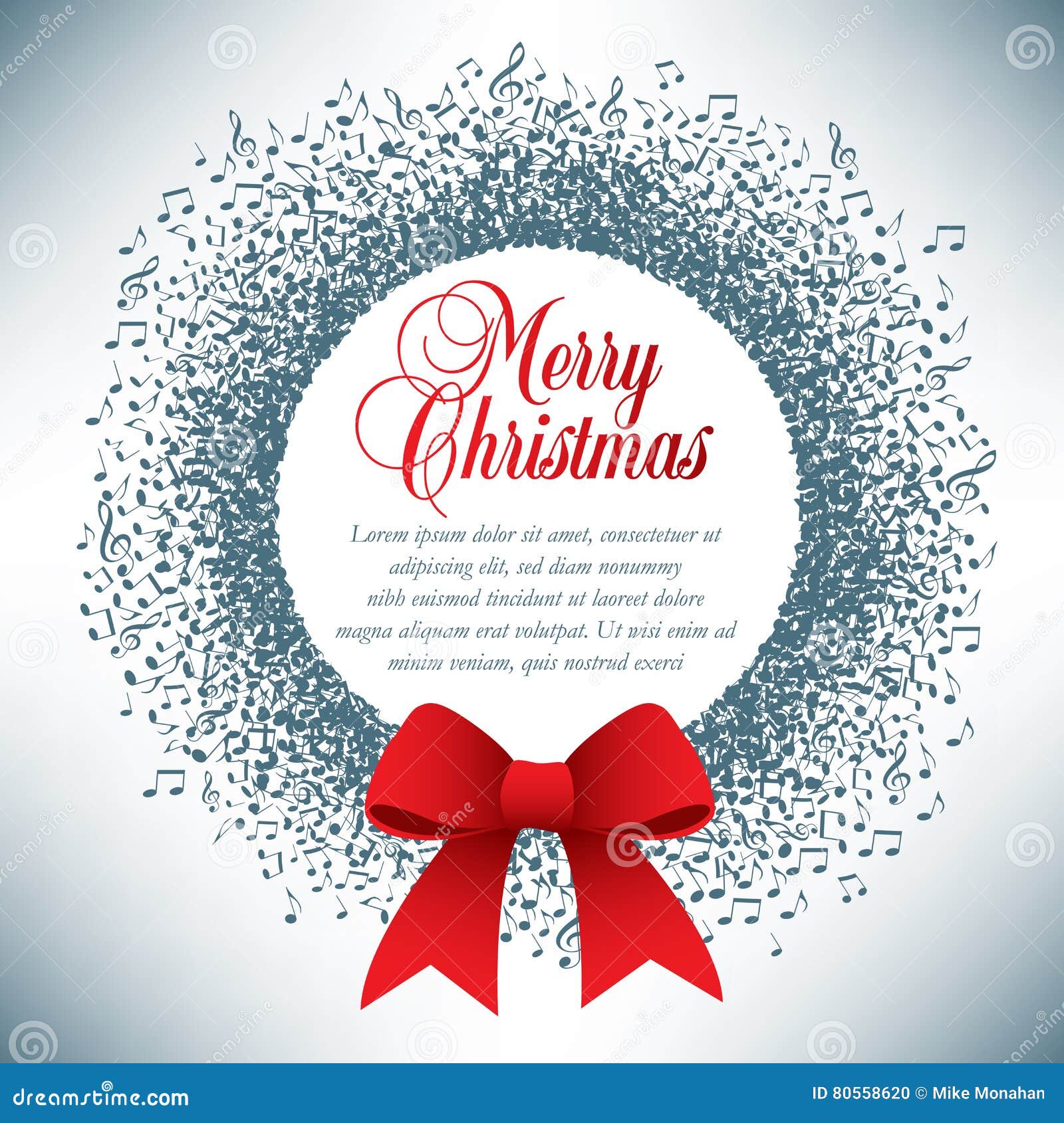 Christmas Wreath Made of Musical Notes Stock Vector - Illustration of ...