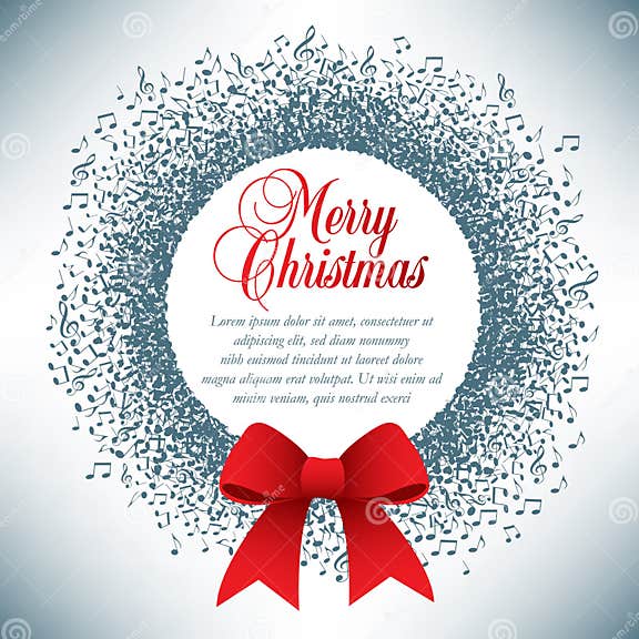 Christmas Wreath Made of Musical Notes Stock Vector - Illustration of ...