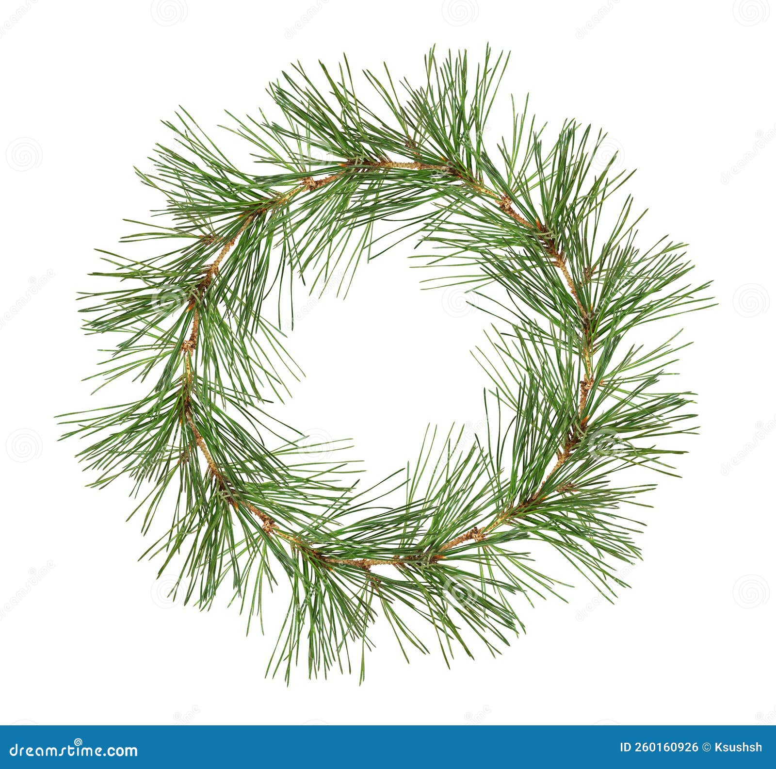 Christmas Wreath from Pine Twigs Isolated on White Stock Photo - Image ...