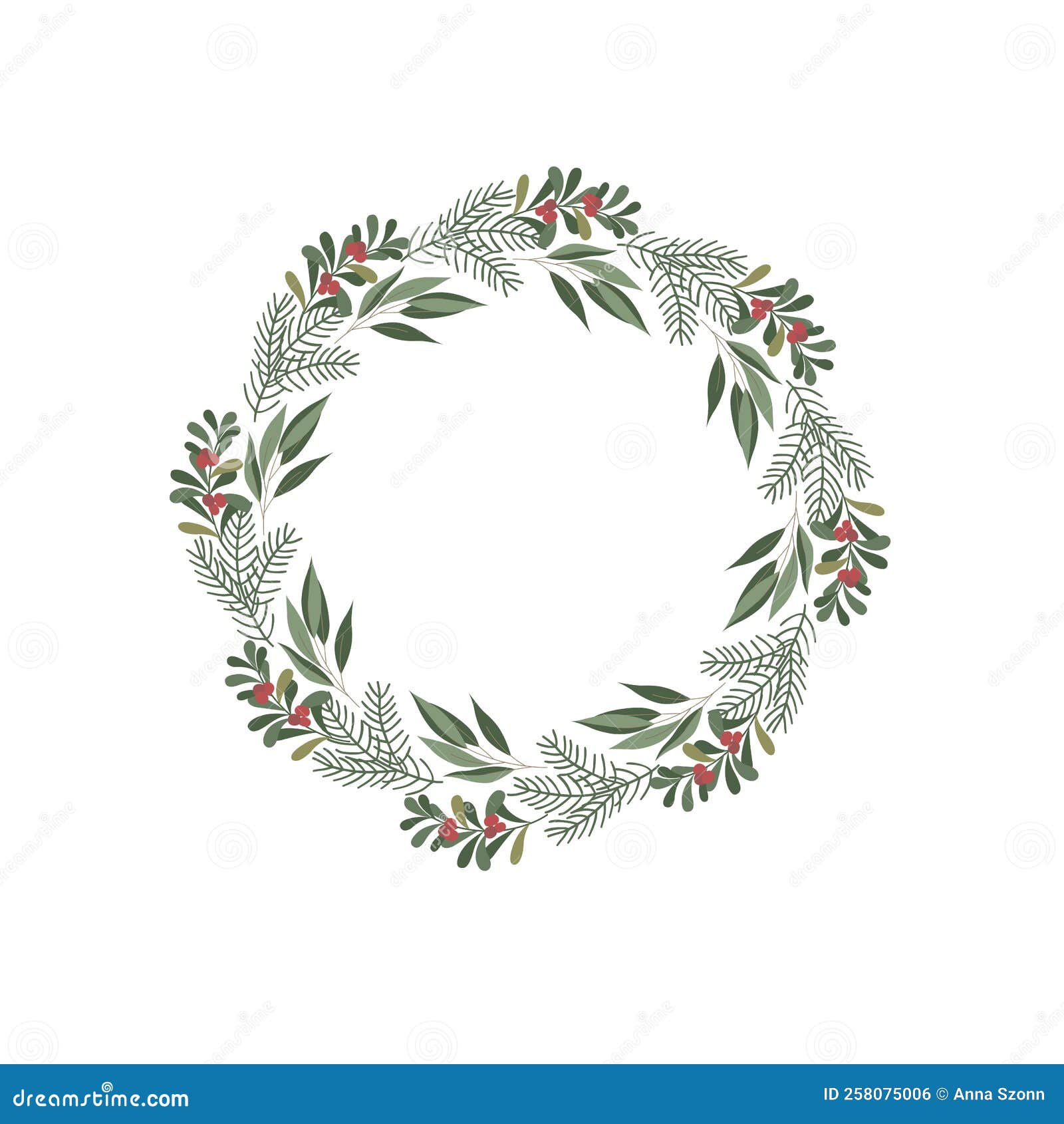 Christmas Wreath with Spruce. Vector Stock Illustration - Illustration ...