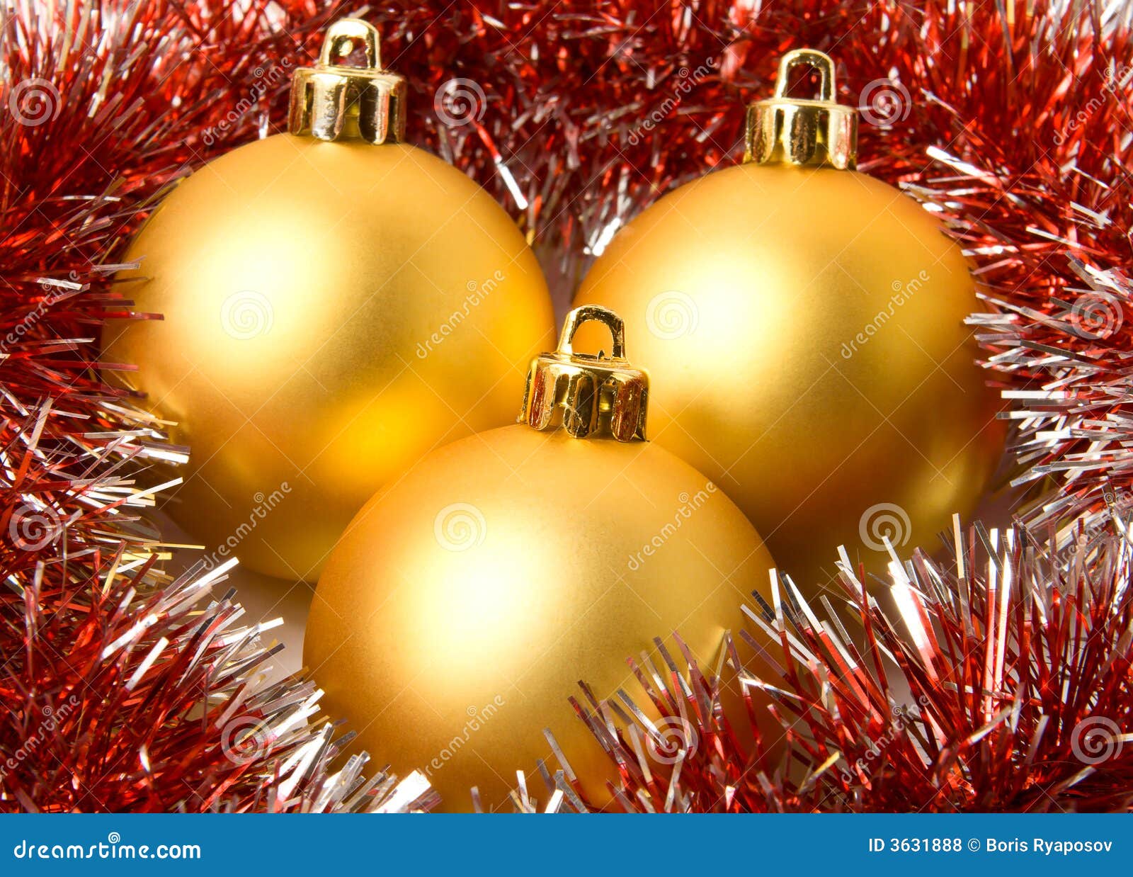 Christmas Yellow Balls and Fur-tree Tinsel Stock Photo - Image of ...
